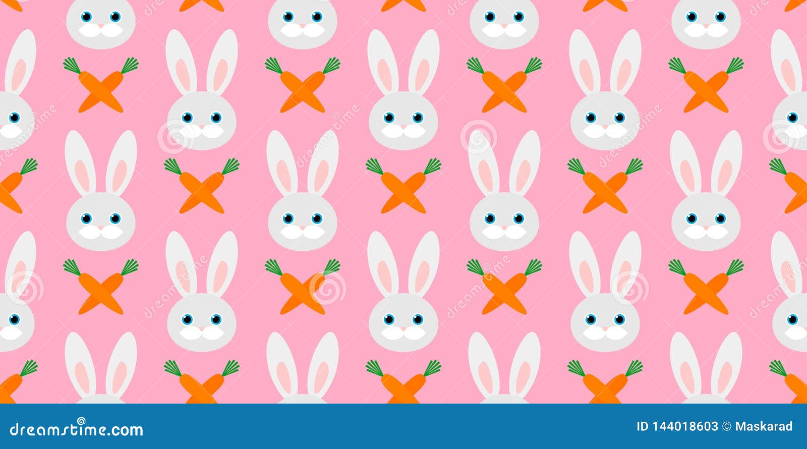 Cute Seamless Pattern with Rabbits and Carrots. Vector Illustration ...