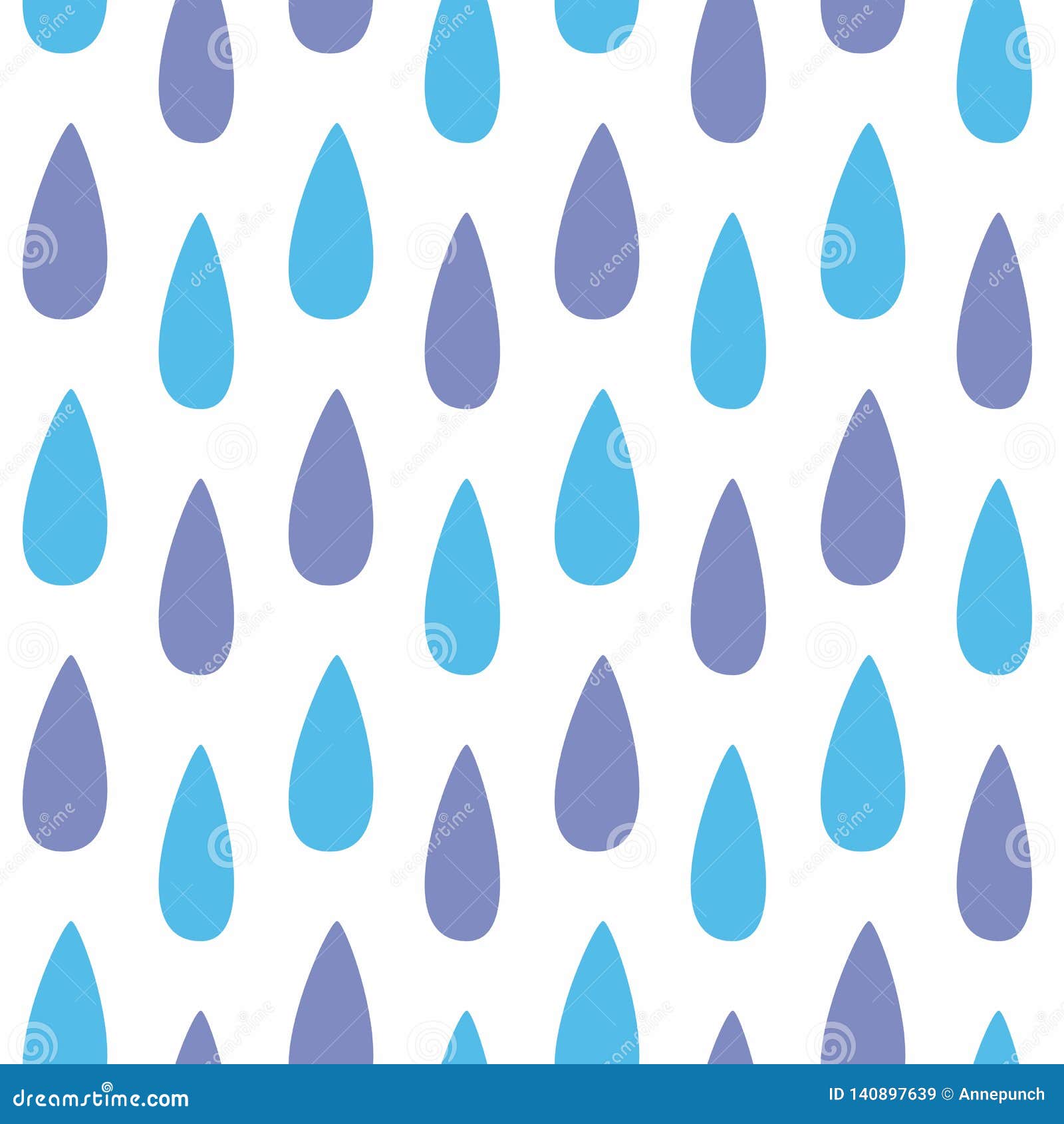 Cute Seamless Pattern with Raindrops. White, Blue, Purple. Stock Vector ...