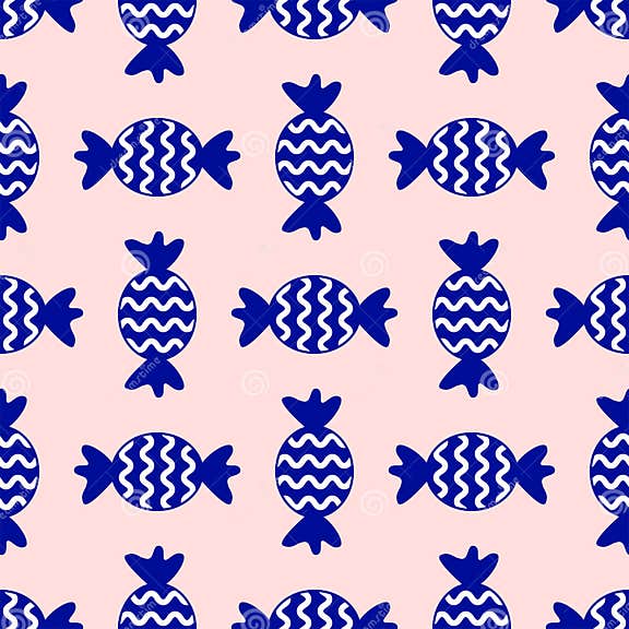 Cute Seamless Pattern with Repeating Candies. Girly Print Stock Vector ...