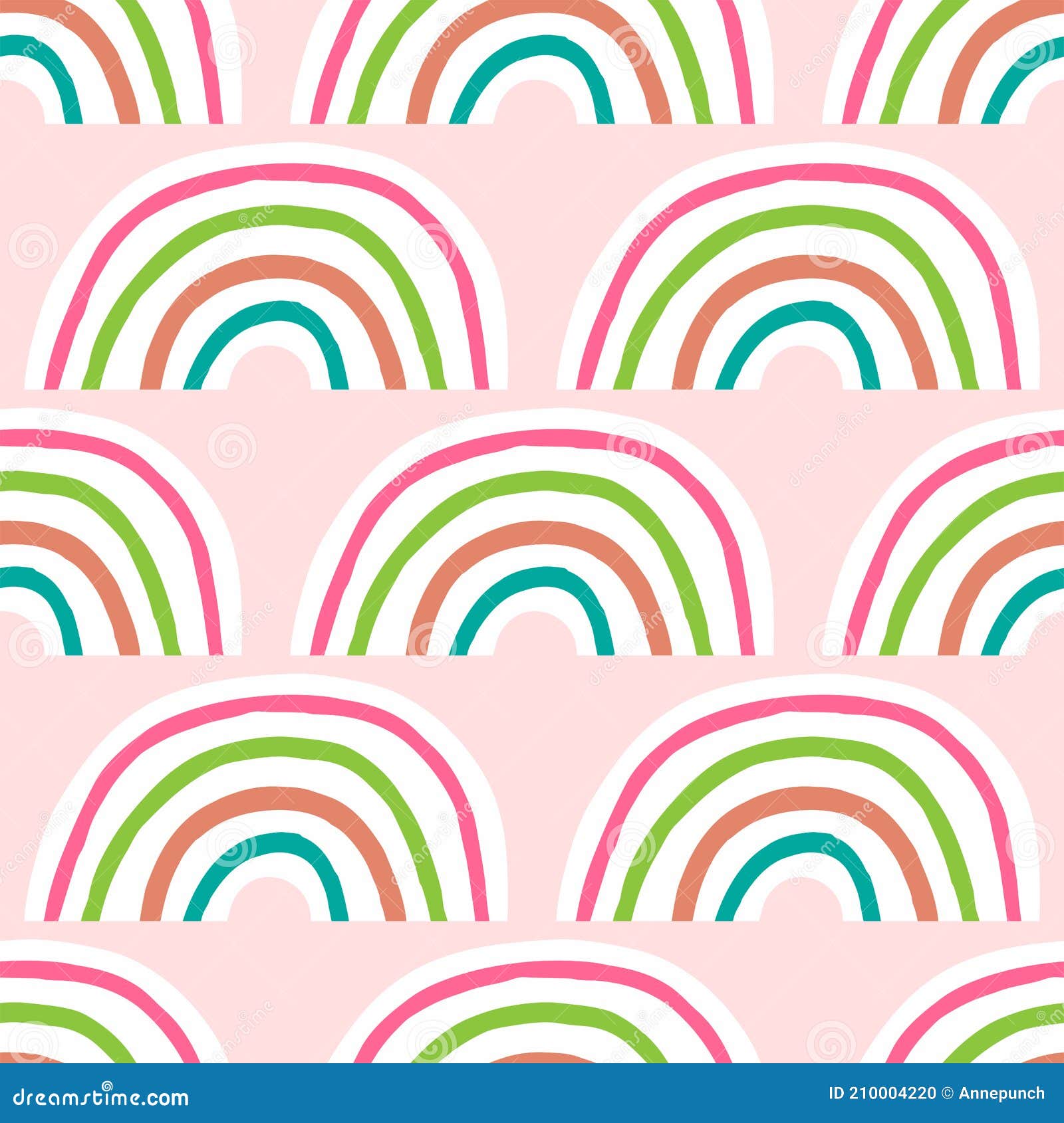 Cute Seamless Pattern with Repeating Rainbow. Drawn by Hand Stock ...
