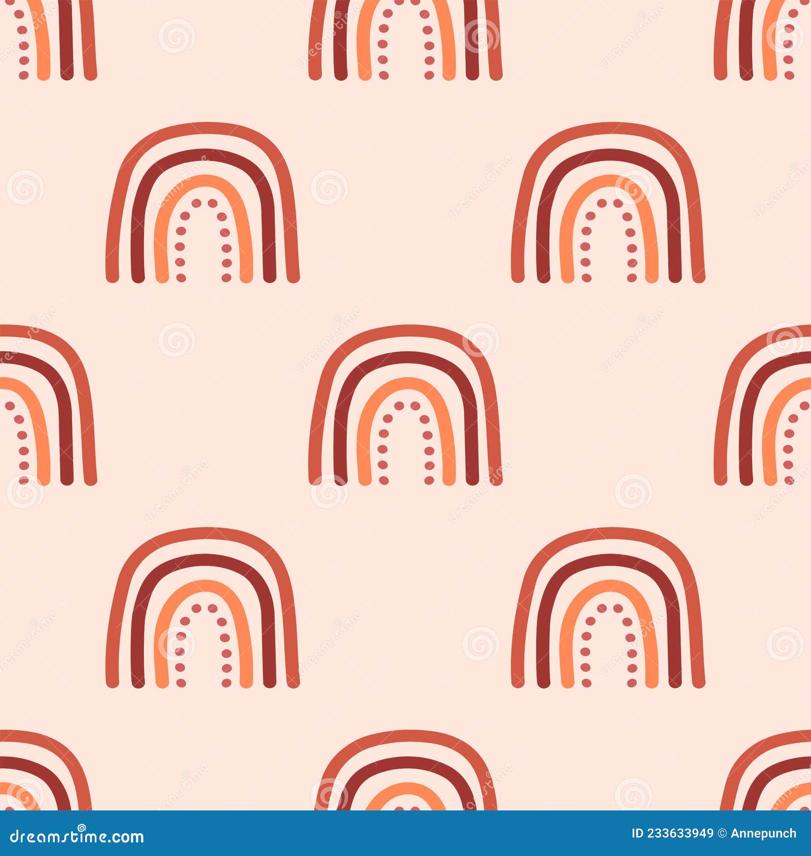 Cute Seamless Pattern with Repeating Rainbow Drawn by Hand. Stock ...