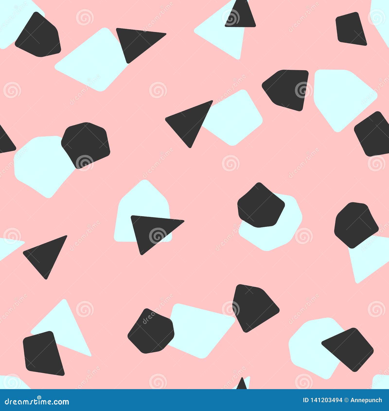 Cute Seamless Pattern with Repetitive Geometric Shapes. Simple Girly ...