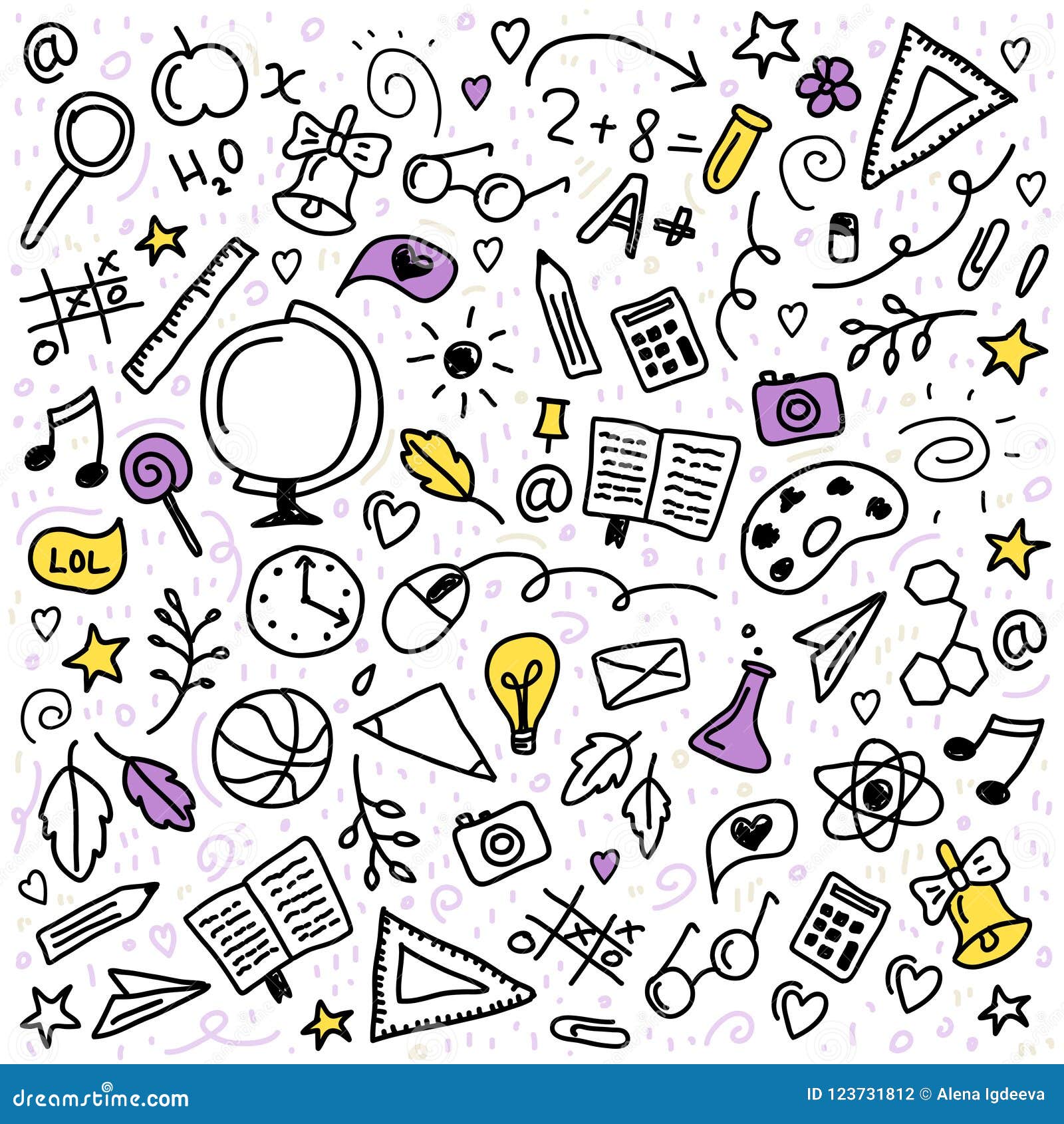 School icons stock vector. Illustration of leaves, decoration - 123731812