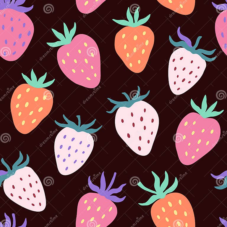 Cute Seamless Pattern with Simple Strawberry Elements in Delicate ...