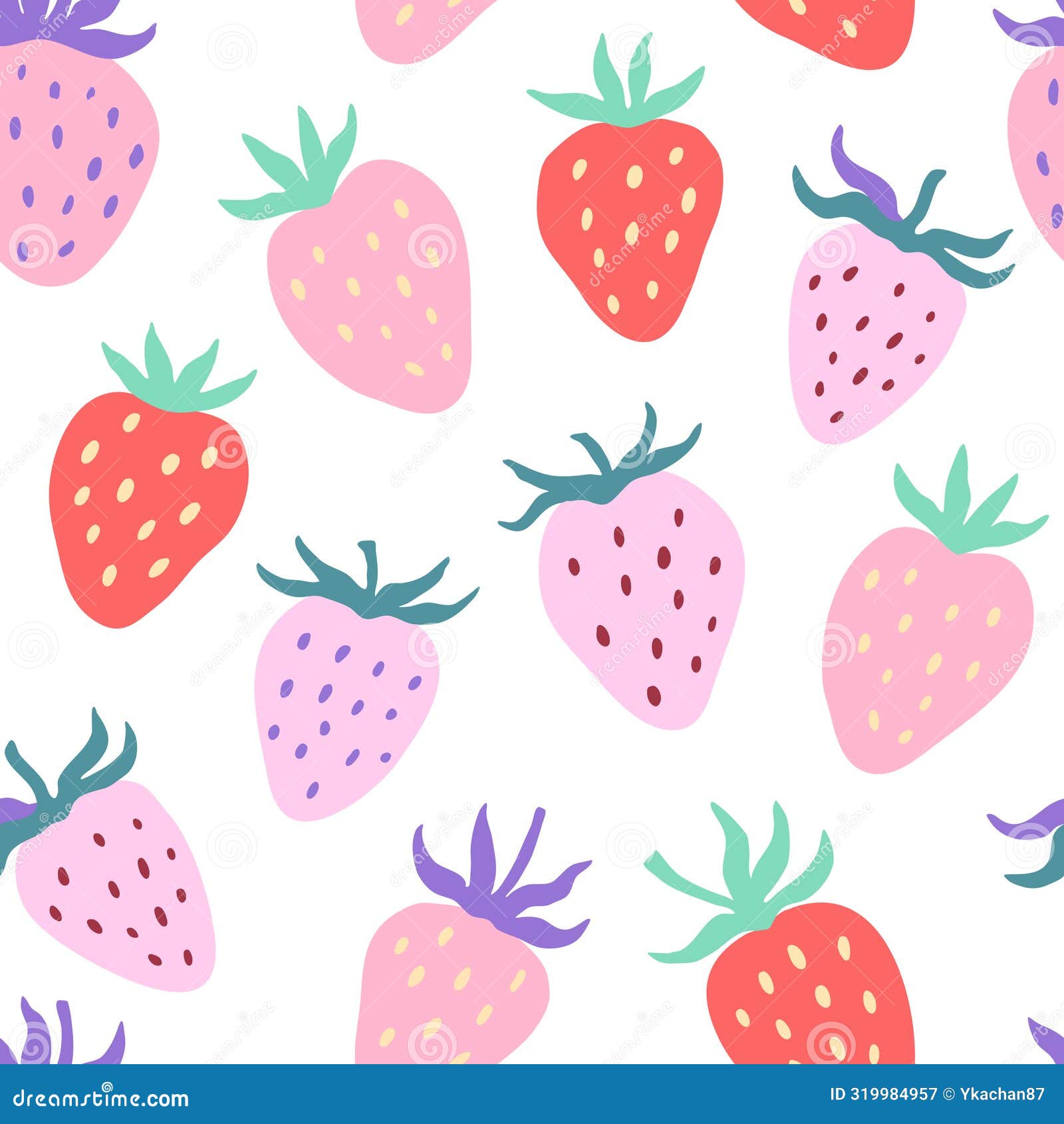 Cute Seamless Pattern with Simple Strawberry Elements in Delicate ...
