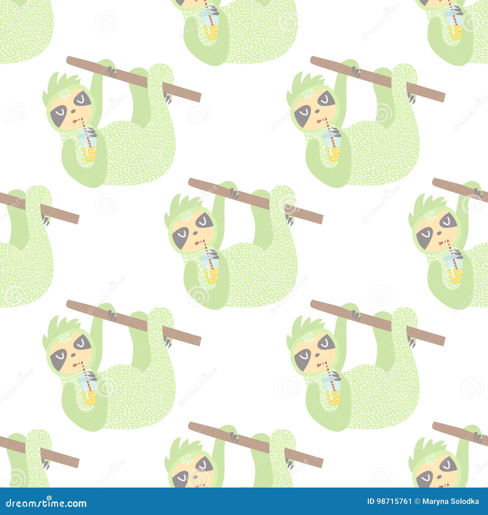 Cute Seamless Pattern with Sloth. Childish Texture for Fabric, Textile ...