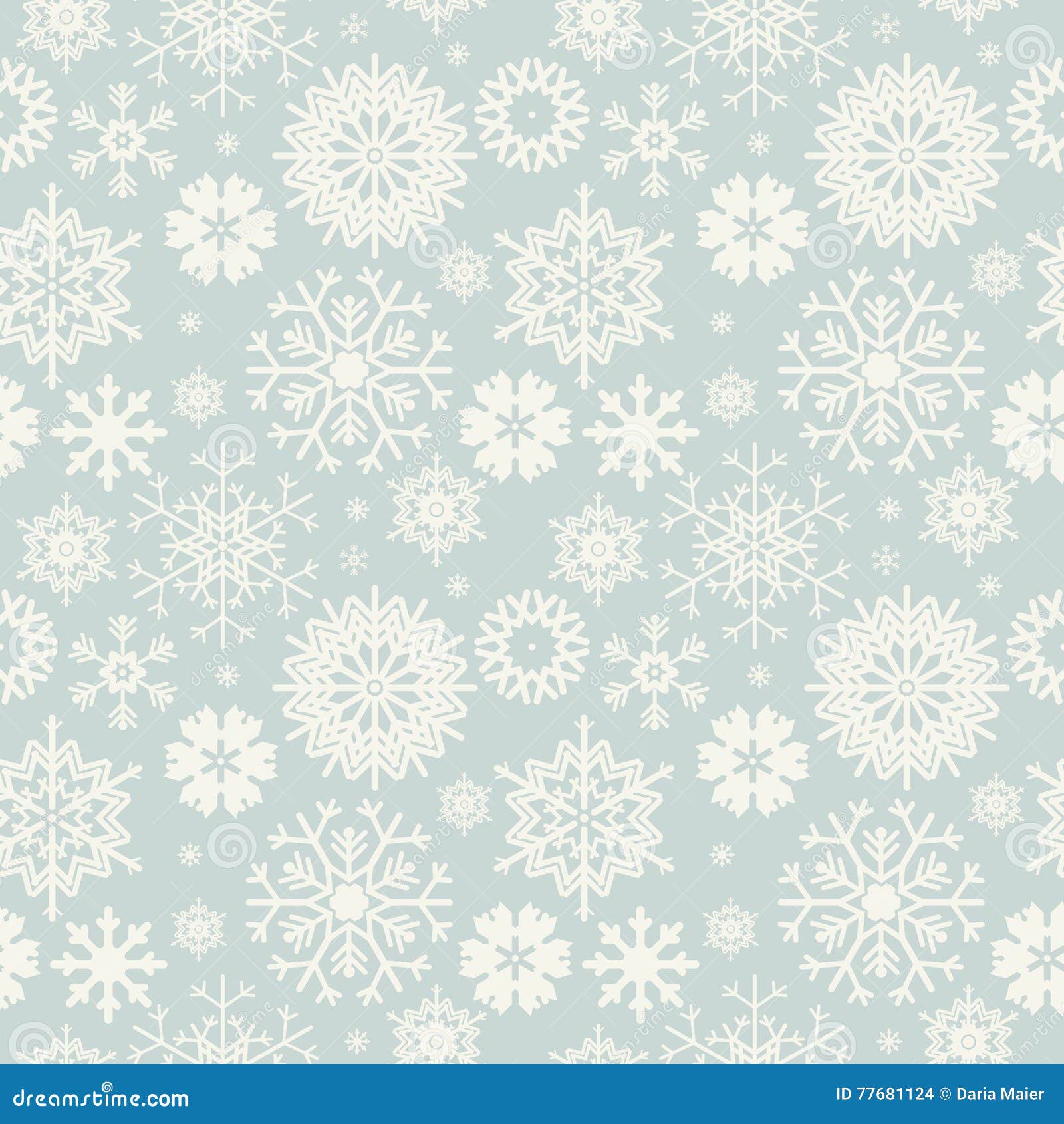 Cute Seamless Pattern with Snowflakes on Light Blue Bac Stock Vector ...