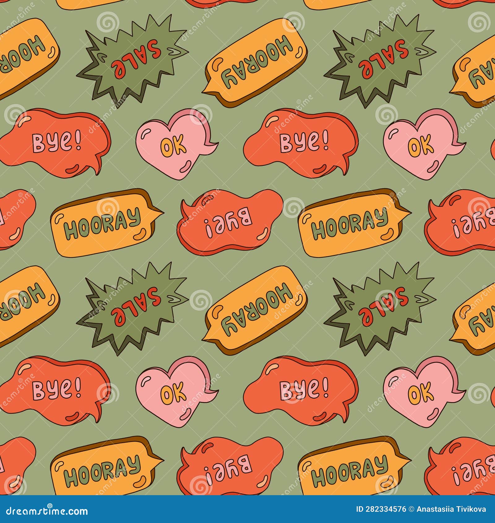 Cute Seamless Pattern with Speech Bubbles with Short Messages. Backdrop ...