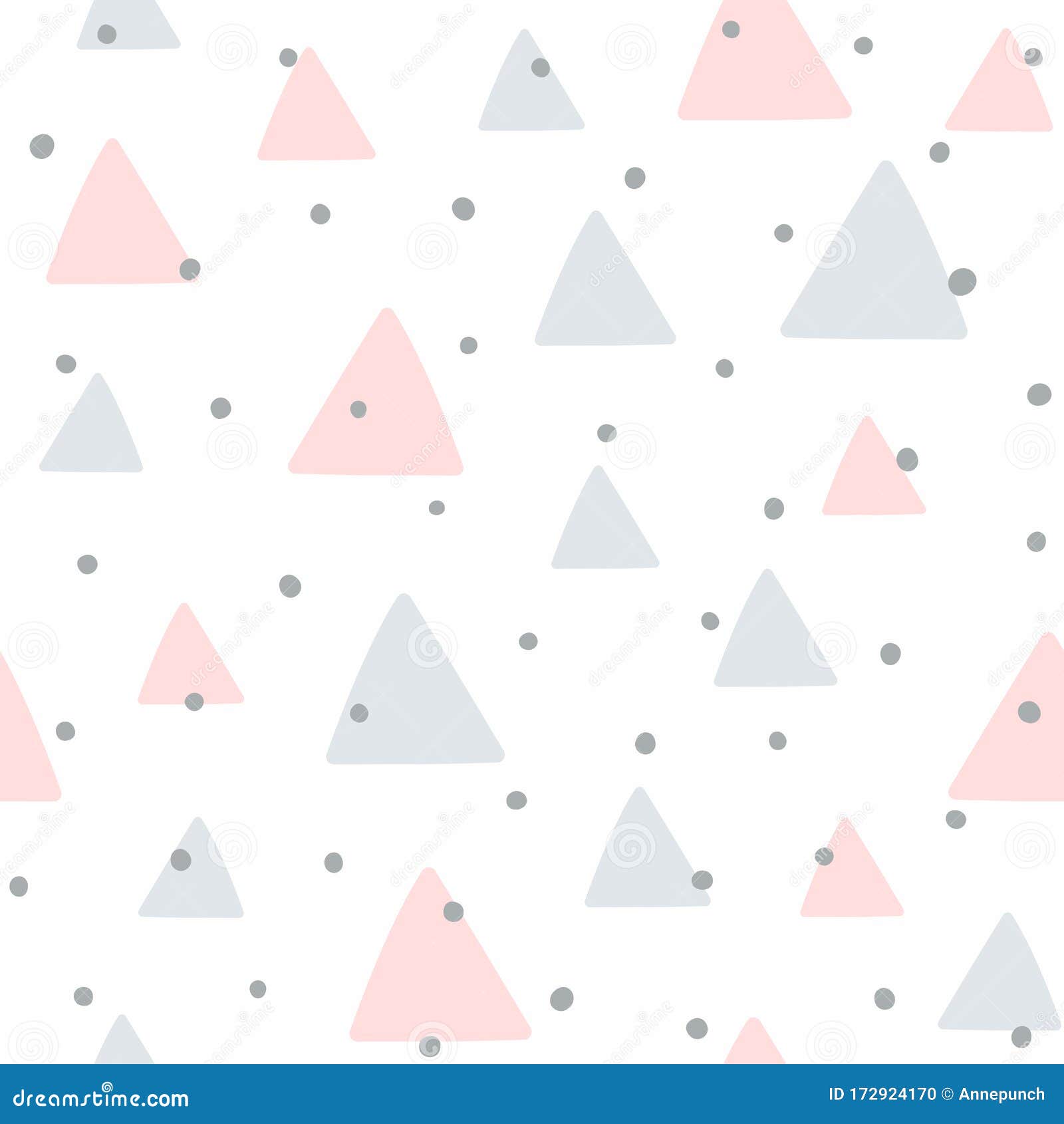 Cute Seamless Pattern with Triangles and Round Spots. Simple Girly ...