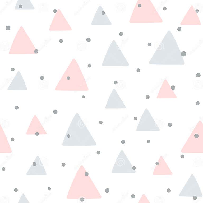 Cute Seamless Pattern with Triangles and Round Spots. Simple Girly ...