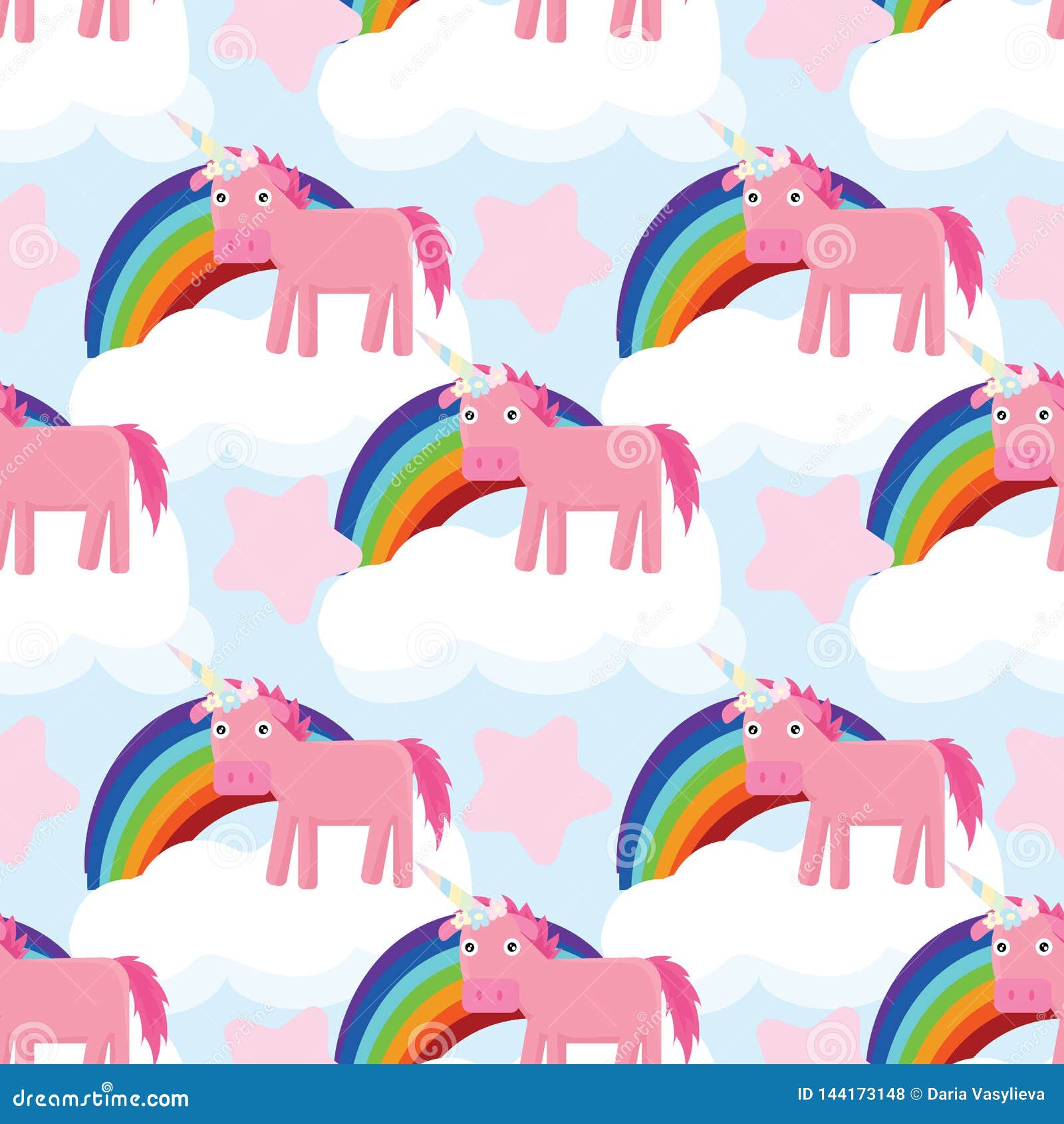 Cute Seamless Pattern with Unicorns Stock Vector - Illustration of ...