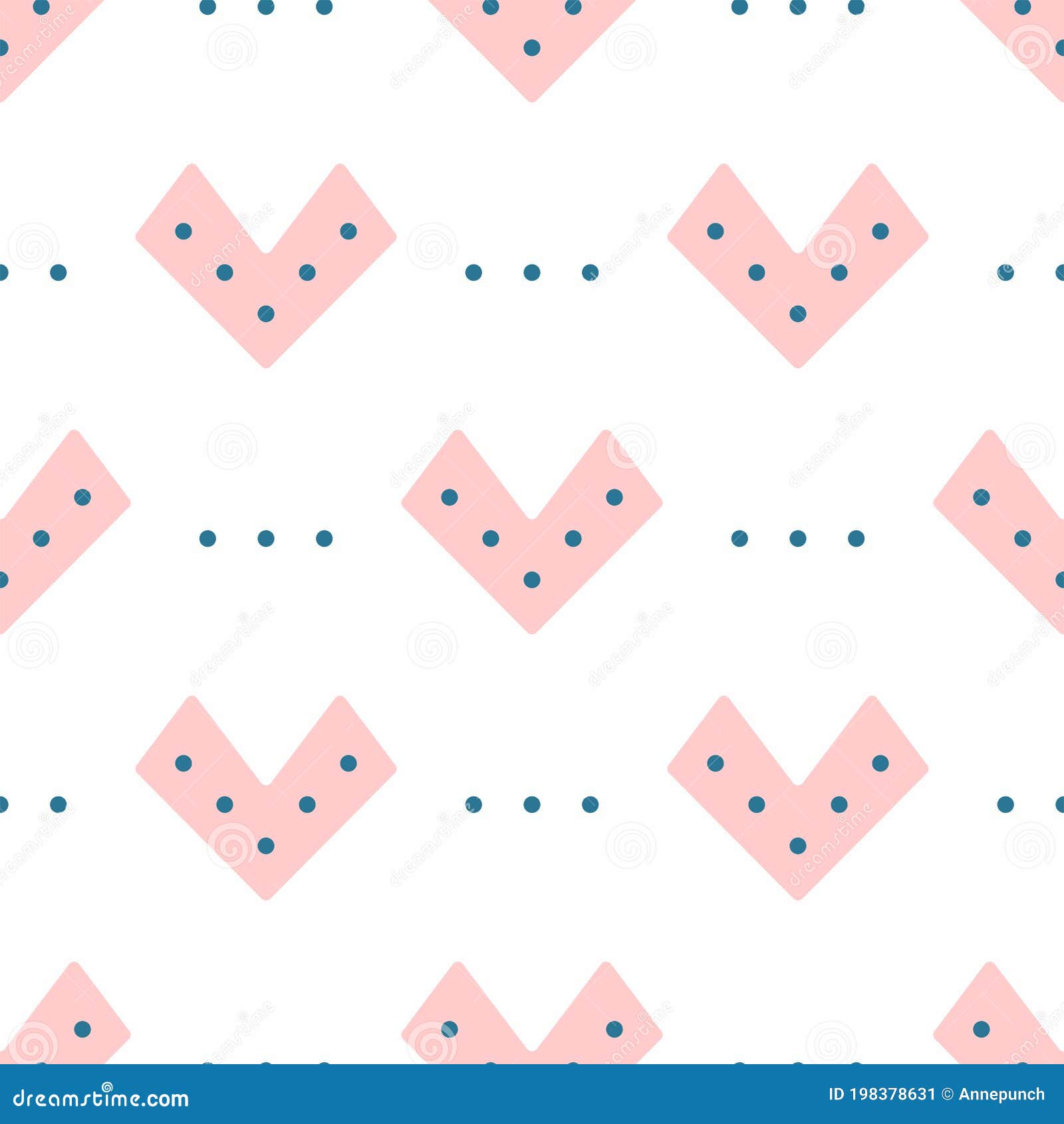 Cute Seamless Pattern with Unusual Hearts and Dots. Girly Print Stock ...