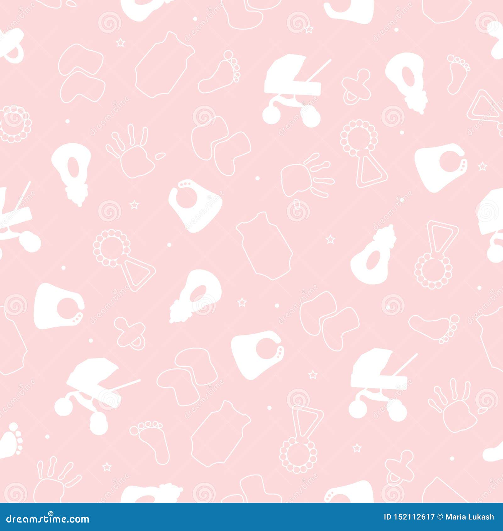 Cute Seamless Pattern. Vector Pink Background for Baby and Kids Design ...