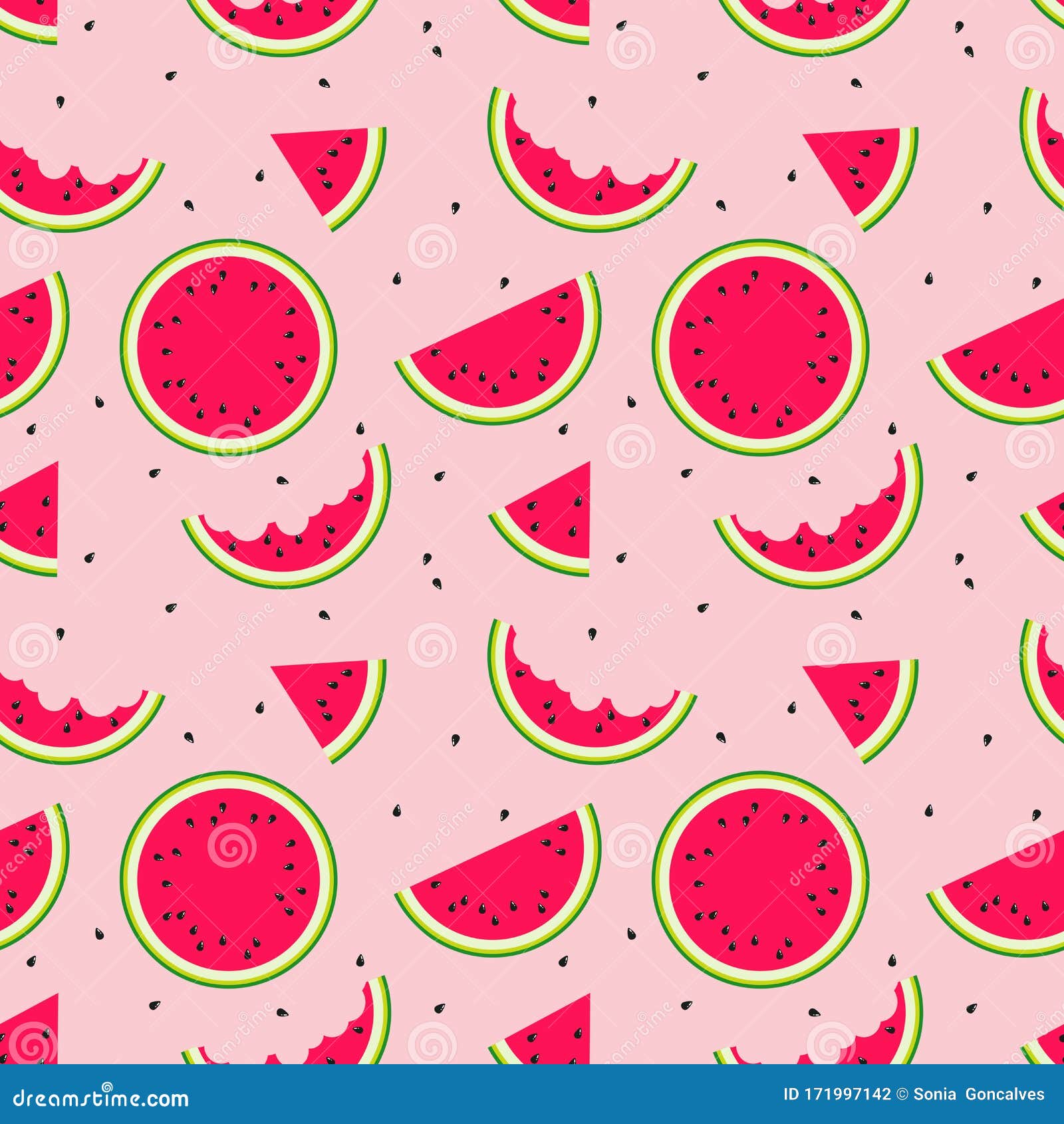 Cute Seamless Pattern with Watermelon Stock Vector - Illustration of ...