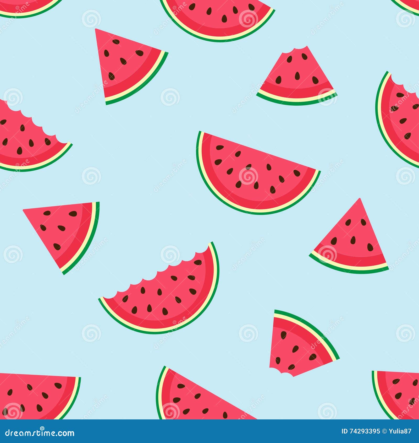 Cute Seamless Pattern with Watermelon Stock Vector - Illustration of ...
