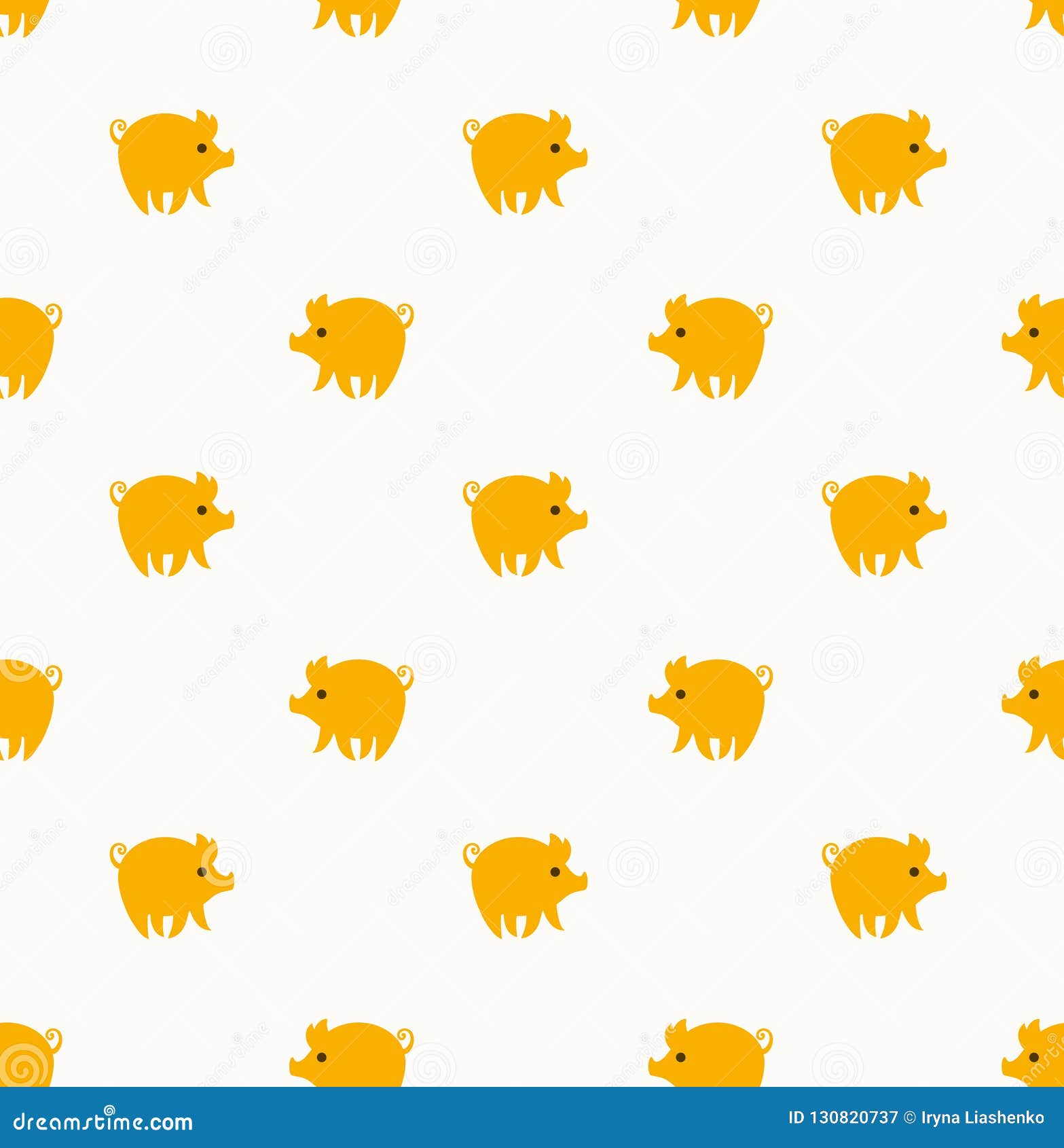 Cute Seamless Pattern with Yellow Piglets. Stock Illustration ...
