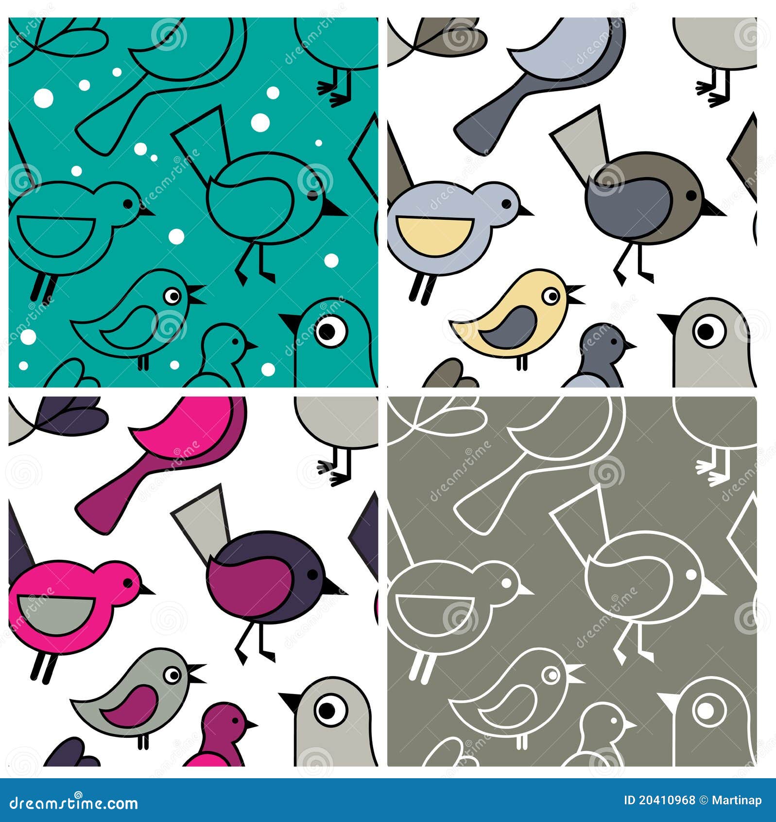 Cute seamless patterns stock vector. Illustration of birdie - 20410968