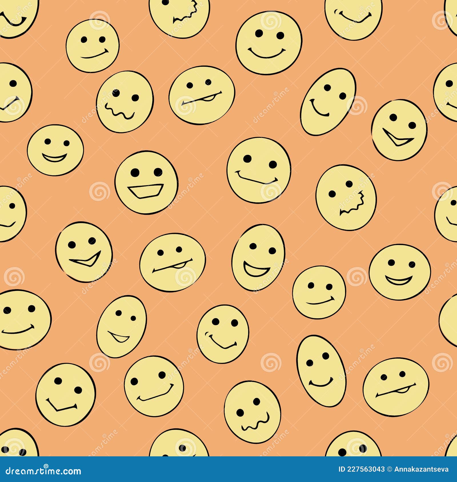 Cute Seamless Positive Pattern with Different Circle Smiles. World ...
