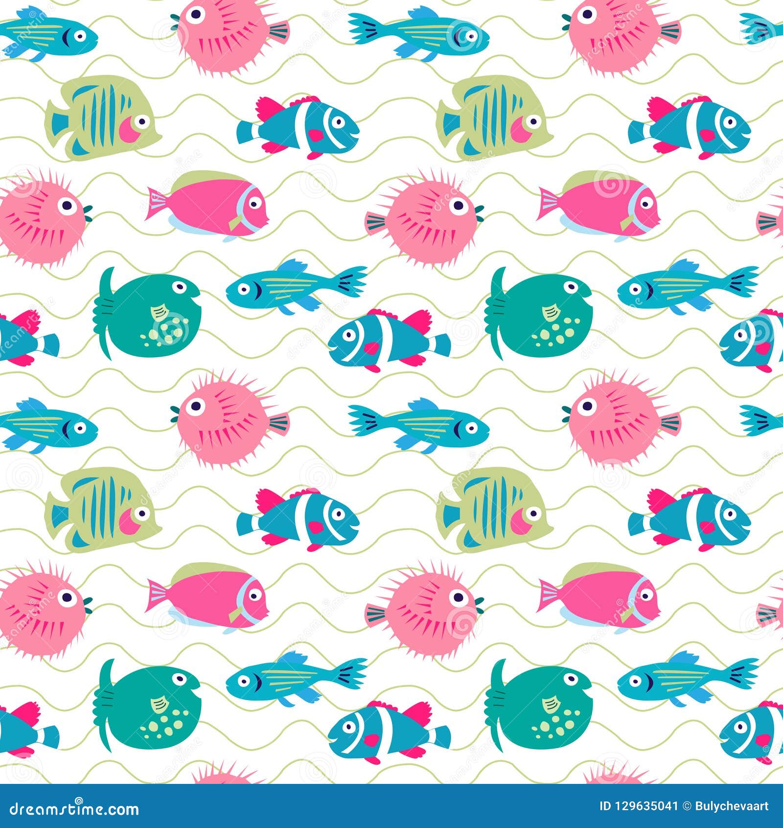 Cute Seamless Texture with Different Tropical Fish Stock Vector ...