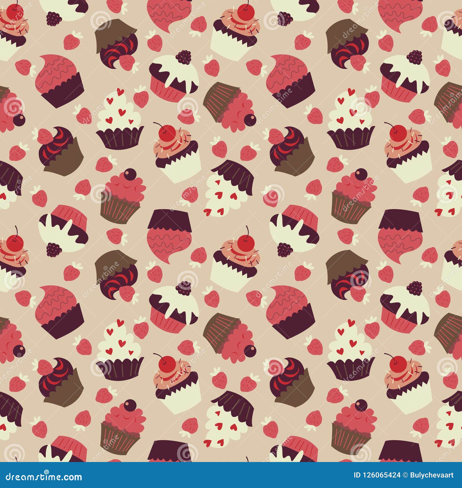 Cute Seamless Texture with Lots of Cupcakes Stock Vector - Illustration ...