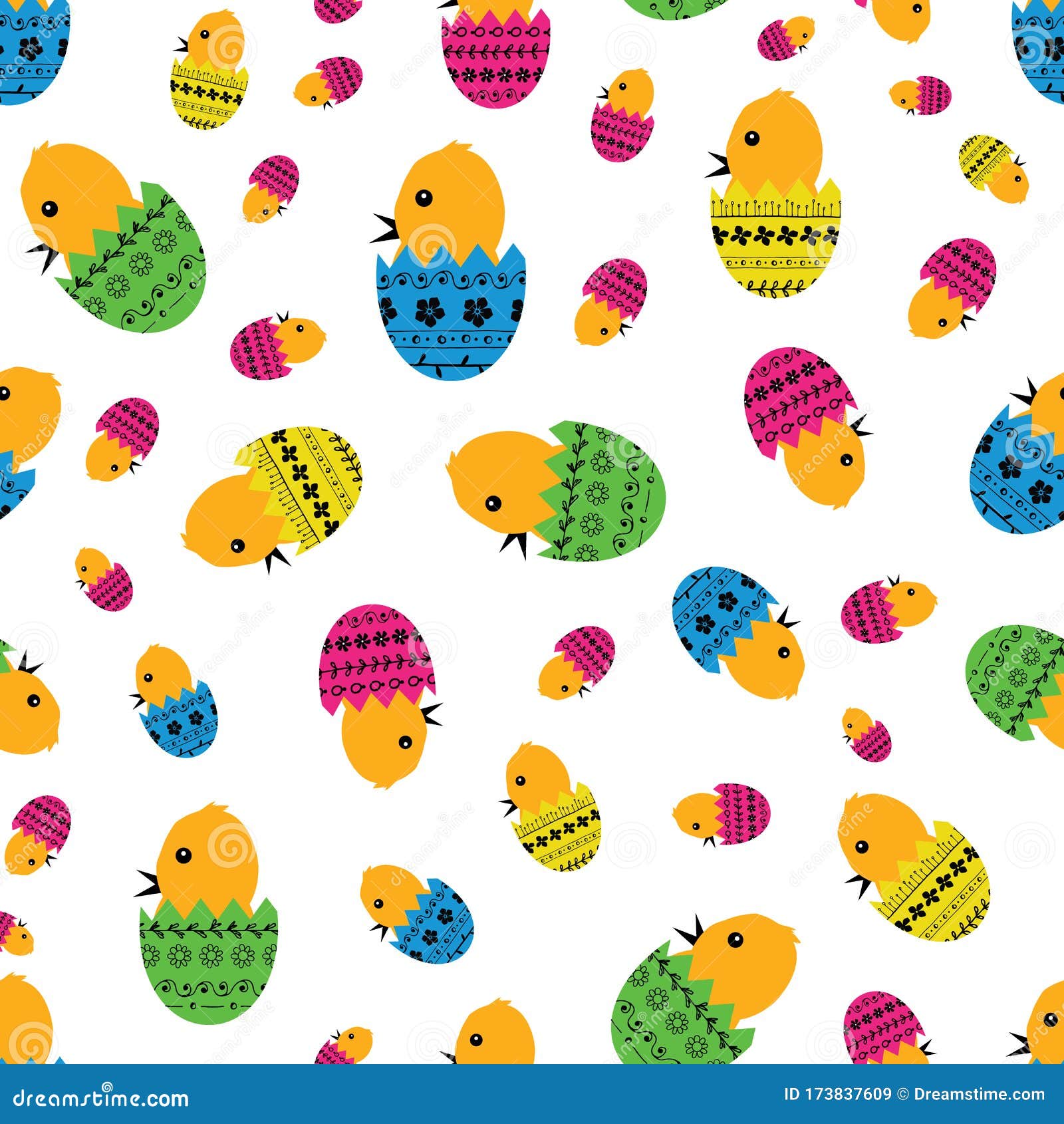 Cute Seamless Vector Pattern Background of Chicken in Colourful ...