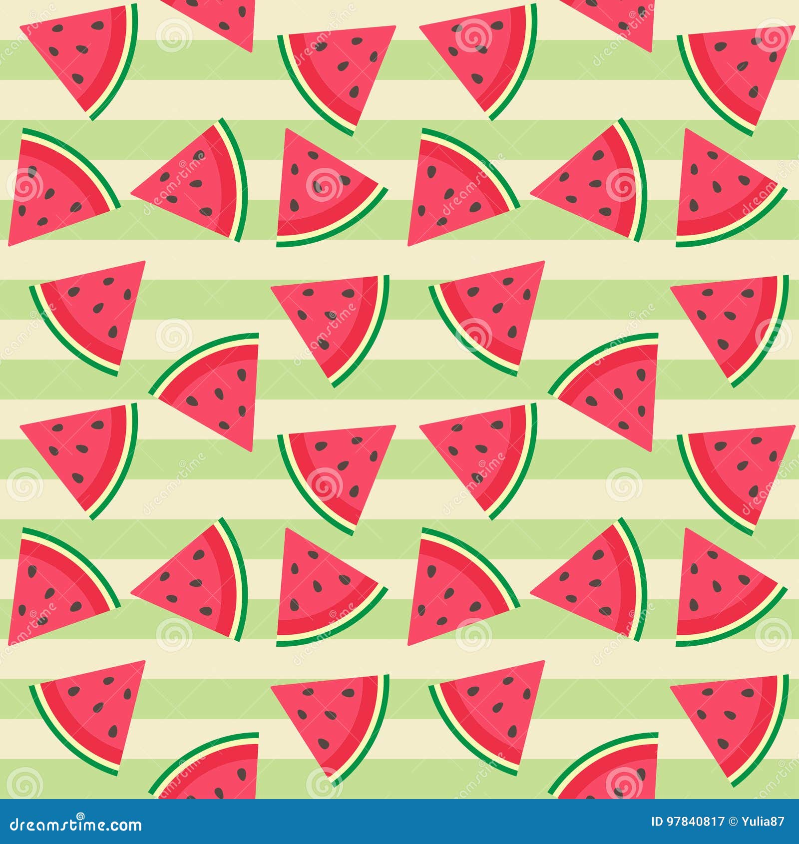 Cute Seamless Vector Pattern with Watermelon Stock Vector ...