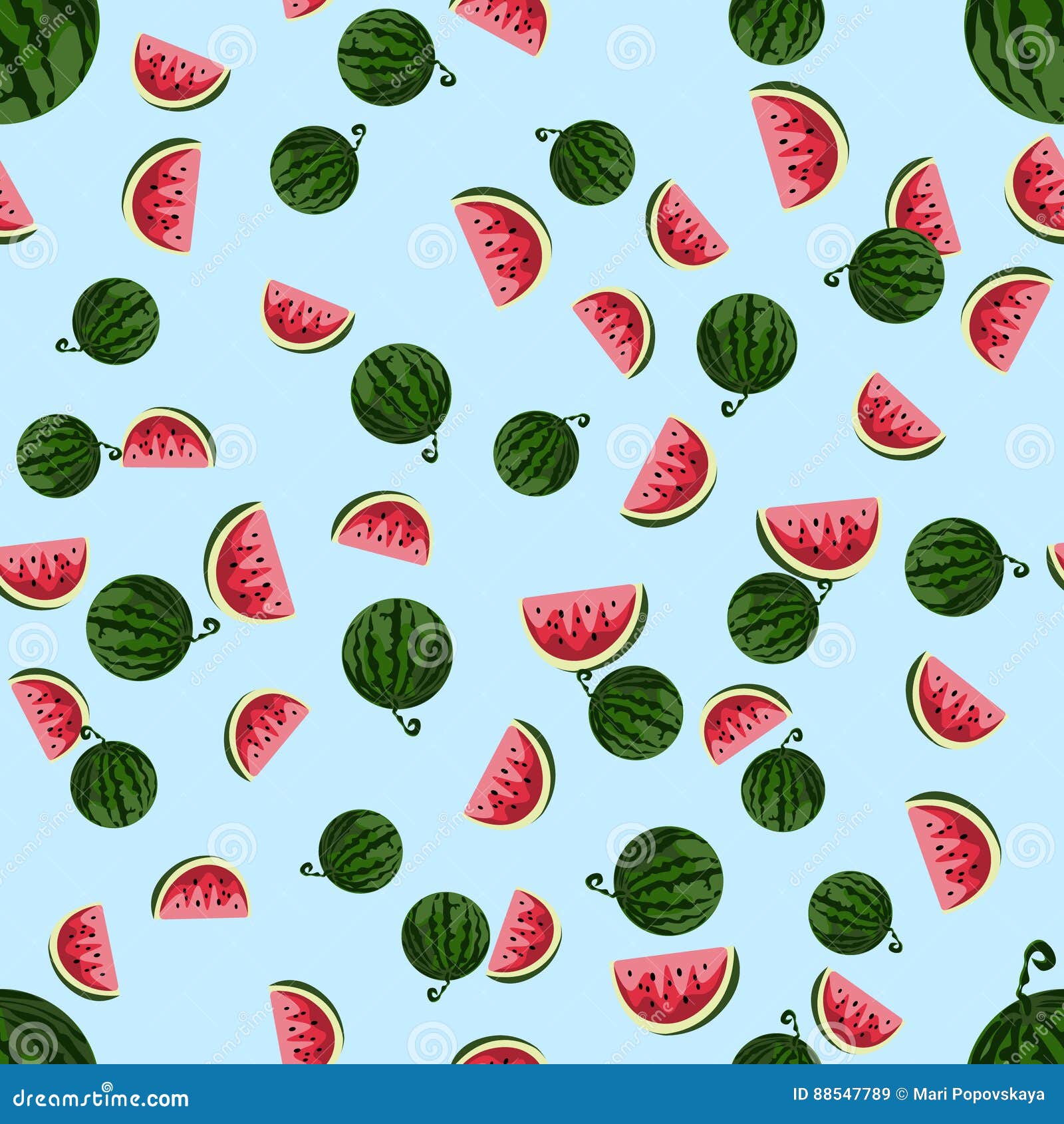 Cute Seamless Vector Pattern with Watermelons. Stock Vector - Illustration of fabric, childish ...