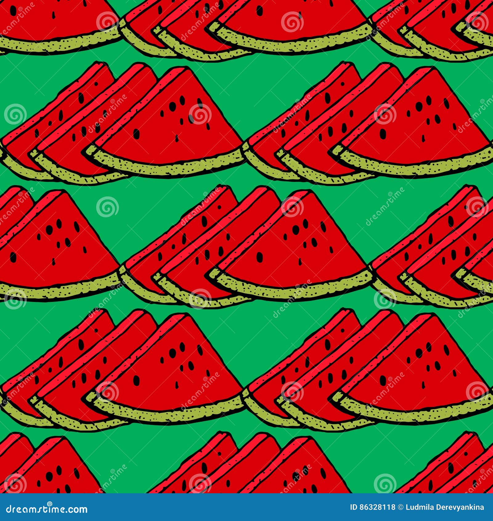 Cute Seamless Vector Pattern with Watermelons Stock Vector ...