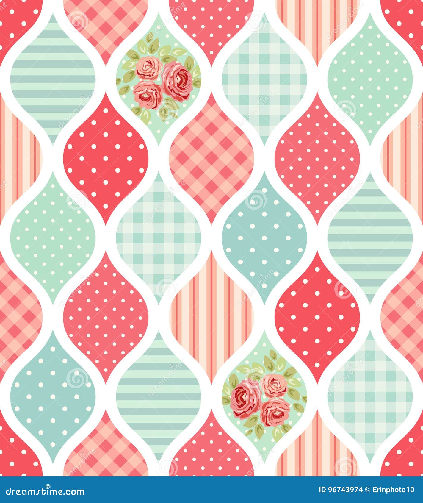Cute Seamless Vintage Pattern As Patchwork in Shabby Chic Style Ideal ...