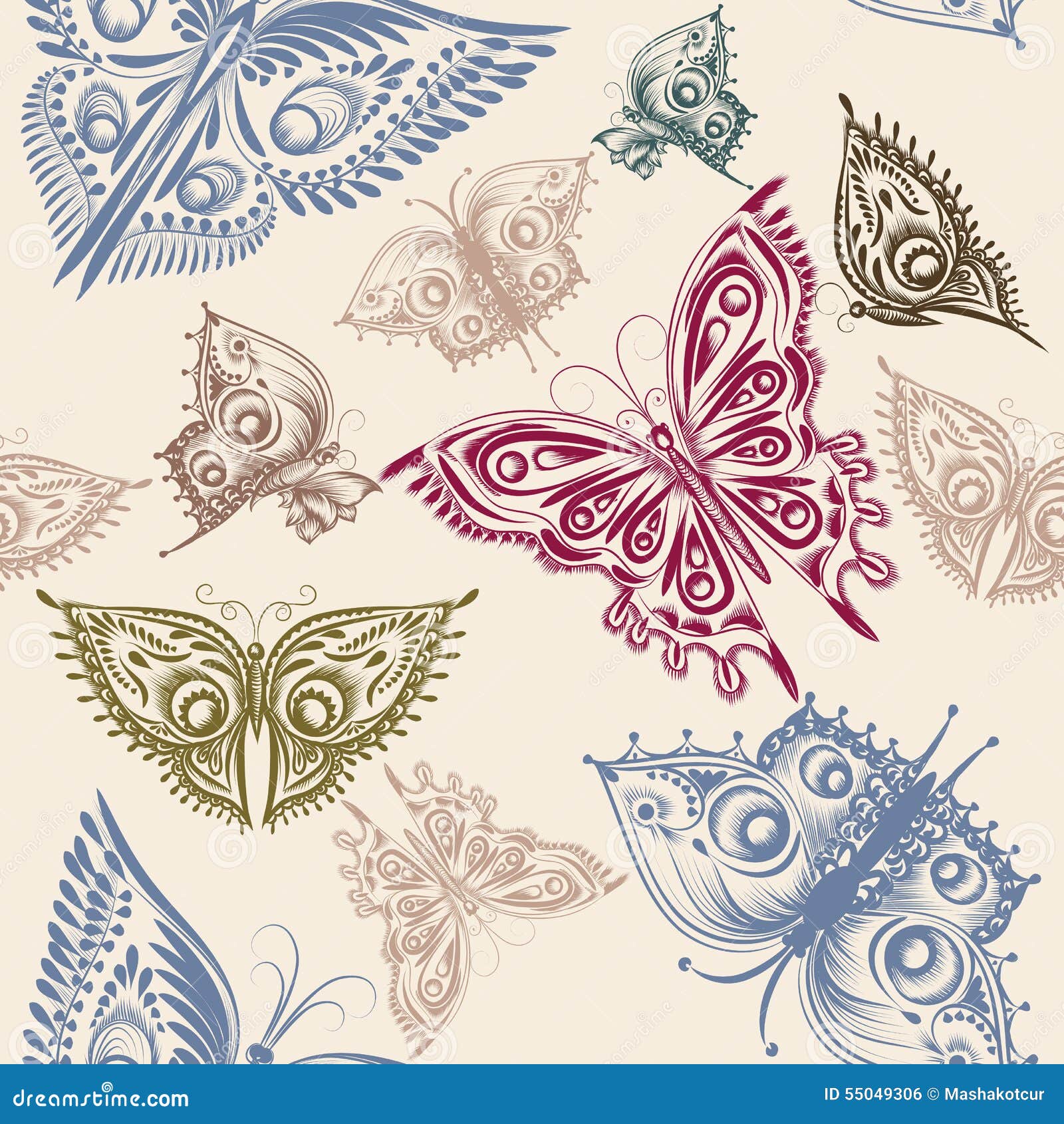 Cute Seamless Wallpaper Pattern with Stylized Butterflies from S Stock ...