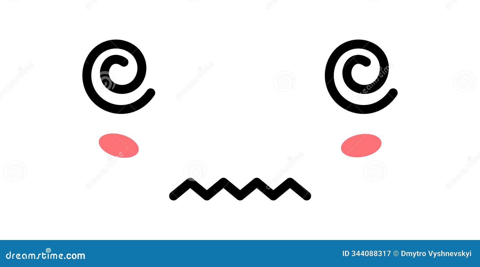 Cute Senseless Kawaii Icon stock vector. Illustration of facial - 344088317