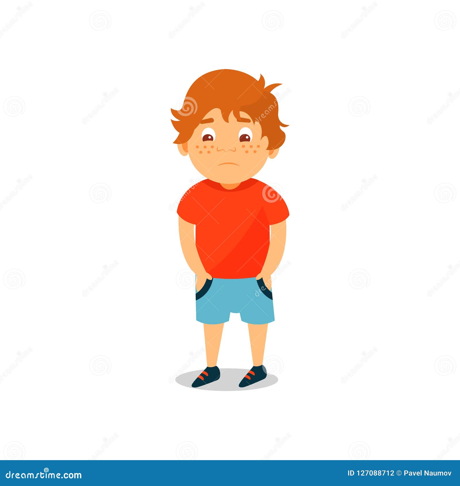 Cute Serious Boy Standing and Holding His Hands in His Pockets Vector ... Cute Serious Boy Standing and Holding His Hands in His Pockets Vector ...