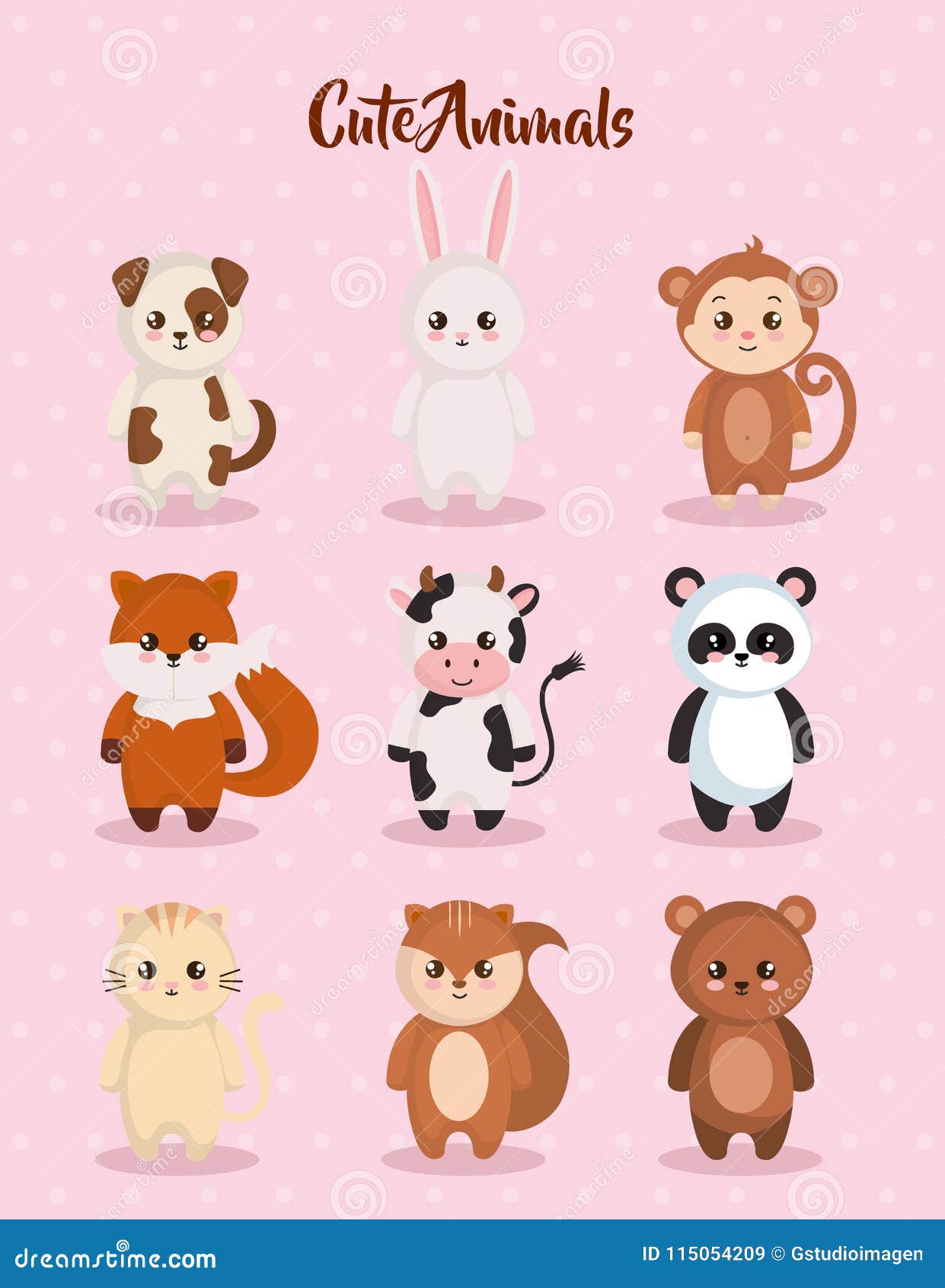 Cute Set Animals Characters Stock Vector - Illustration of bear, baby ...