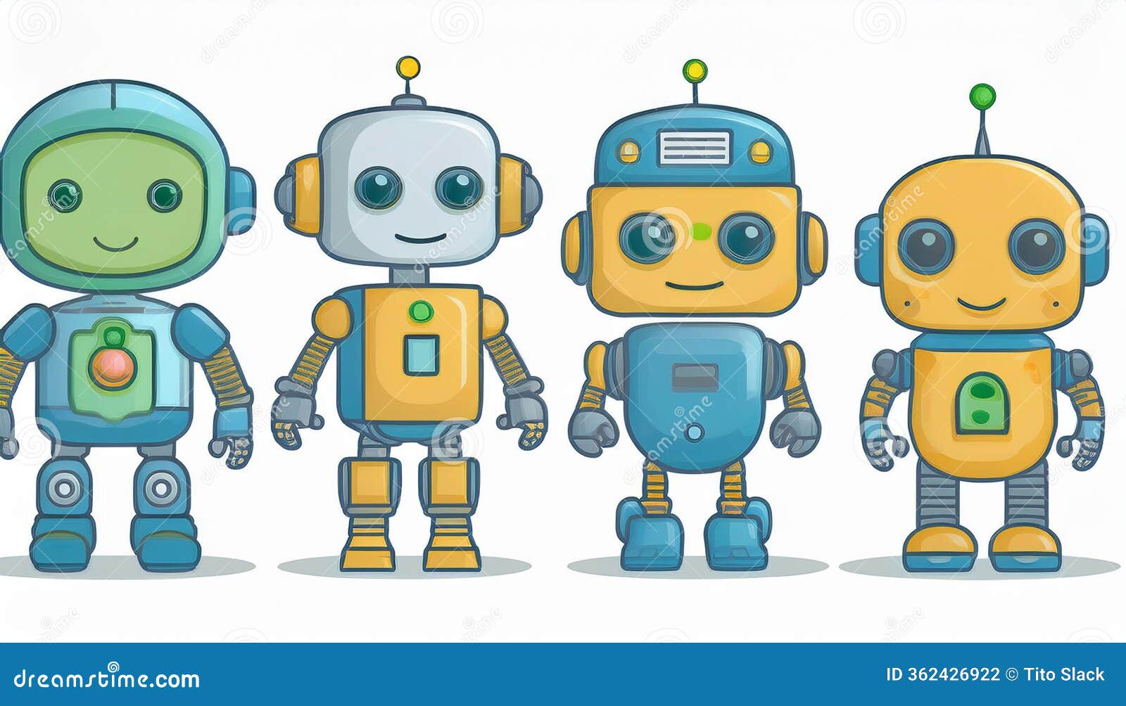 Charming Red Robots Walking Animation Loop Cinematic 3D Render With ...