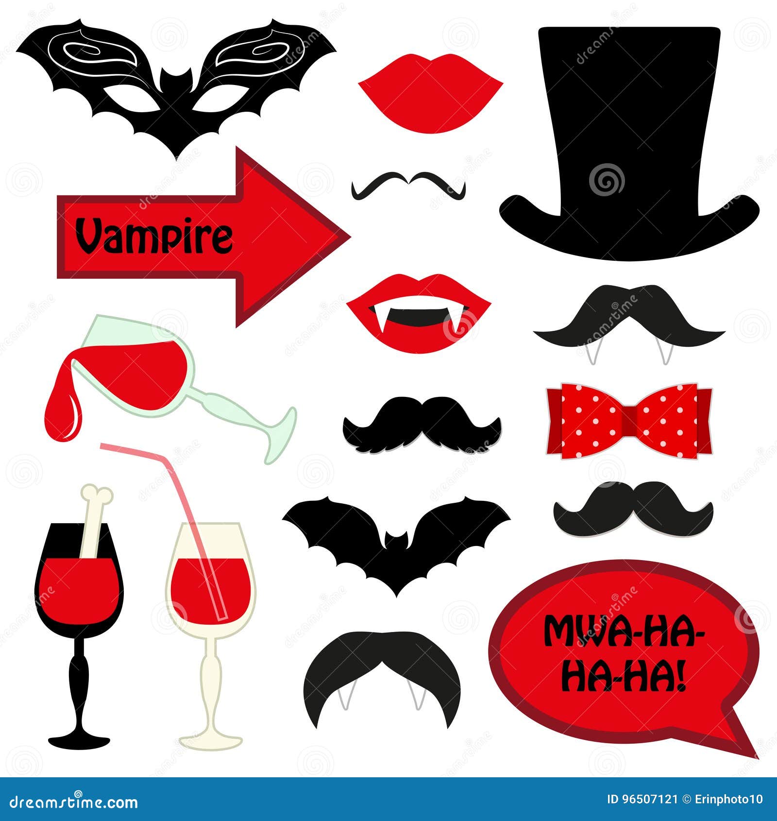 Cute Set of Halloween Vampire Photo Booth Props Stock Vector ...