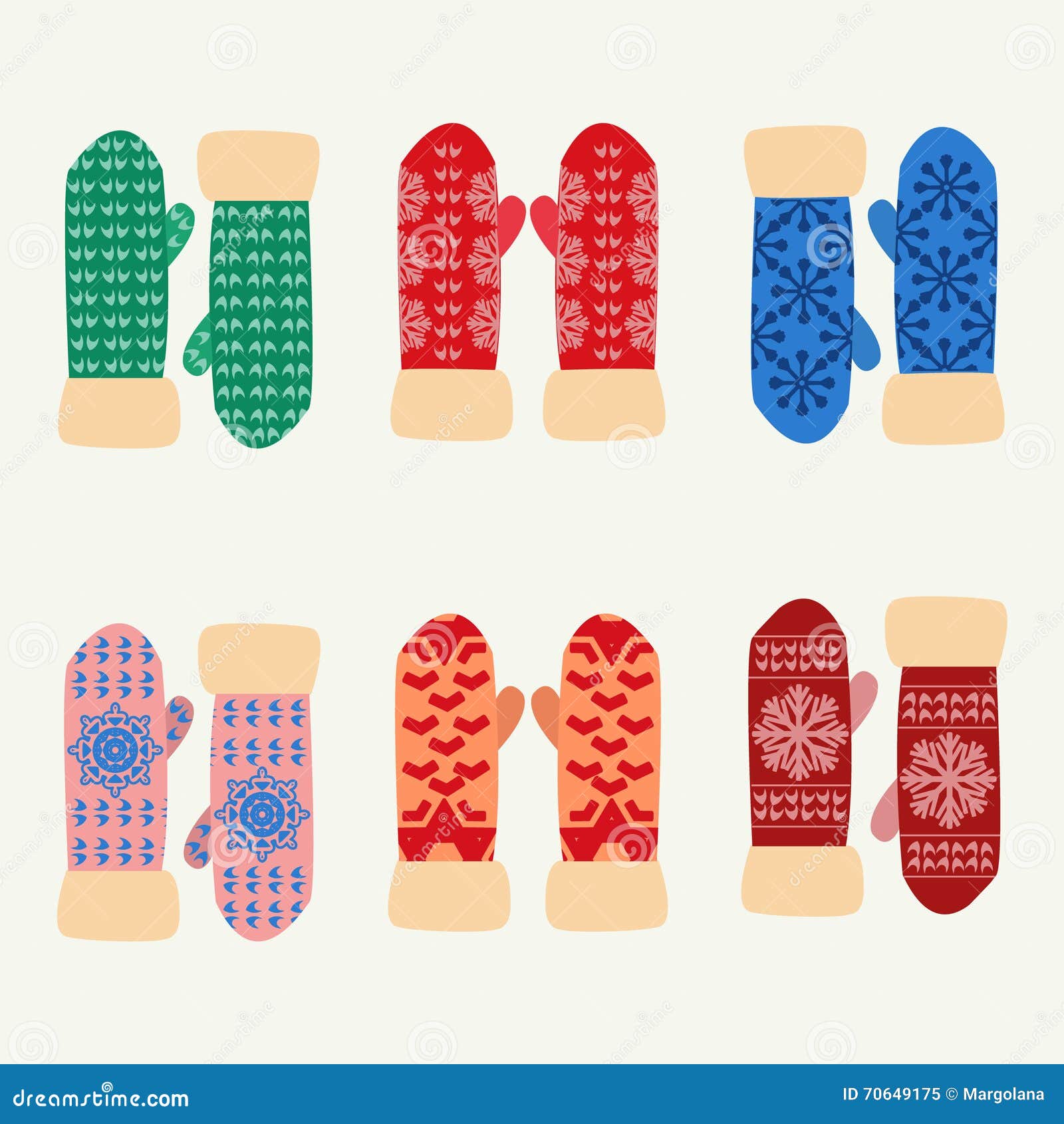 Cute set with mittens. stock vector. Illustration of season - 70649175