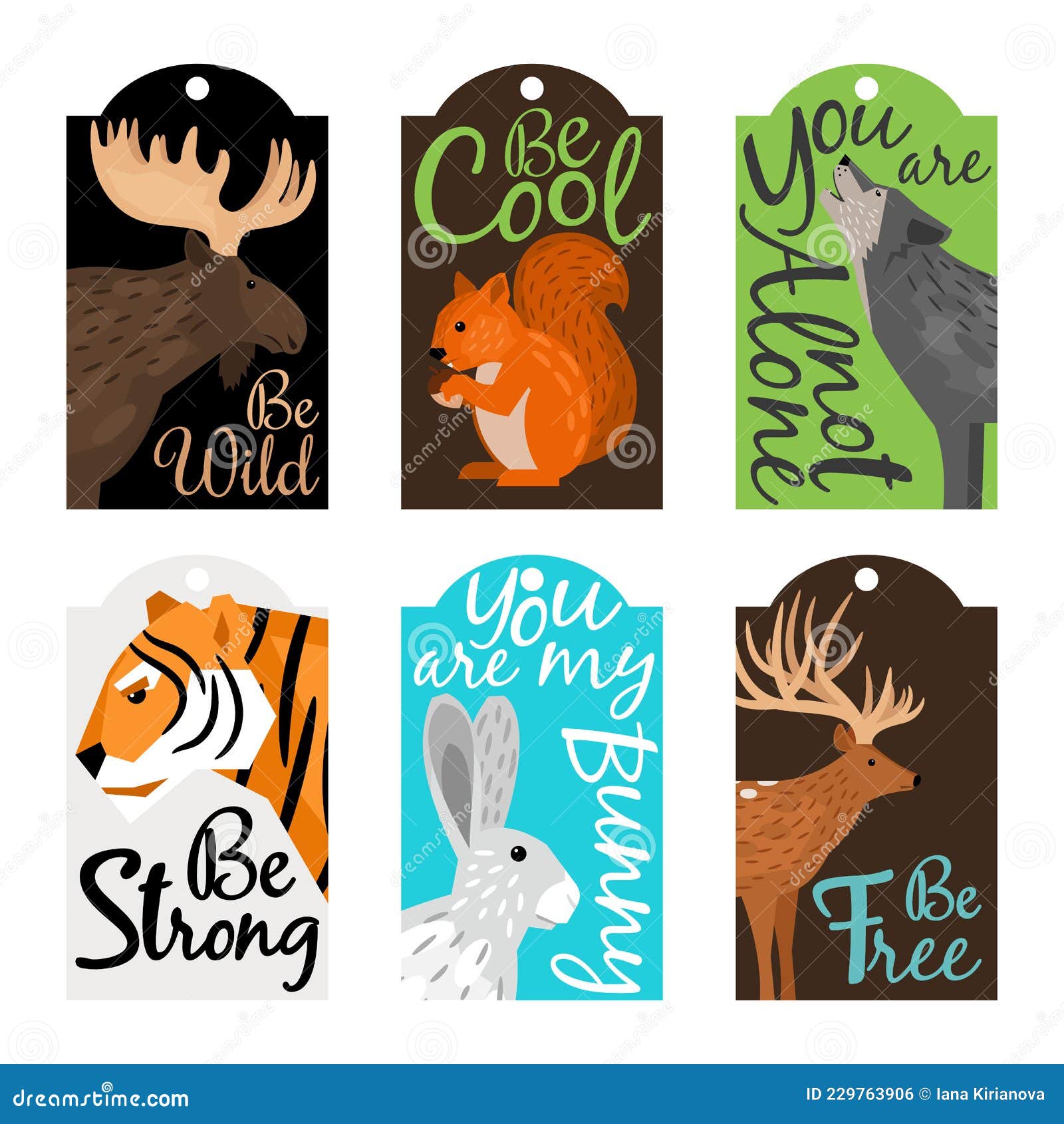 Cute Set of Nice Tags with Animals Stock Vector - Illustration of story ...