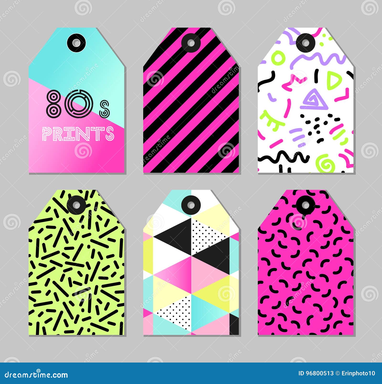 Cute Set of 80s and 90s Style Trendy Tags Stock Vector - Illustration ...