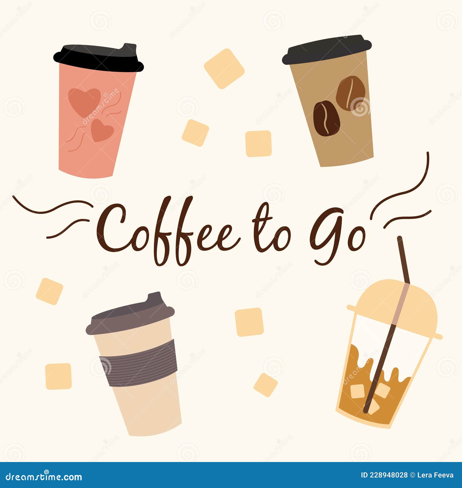 Cute Set of Vector Cups and Glasses for a Coffee or Tea Break Stock ...