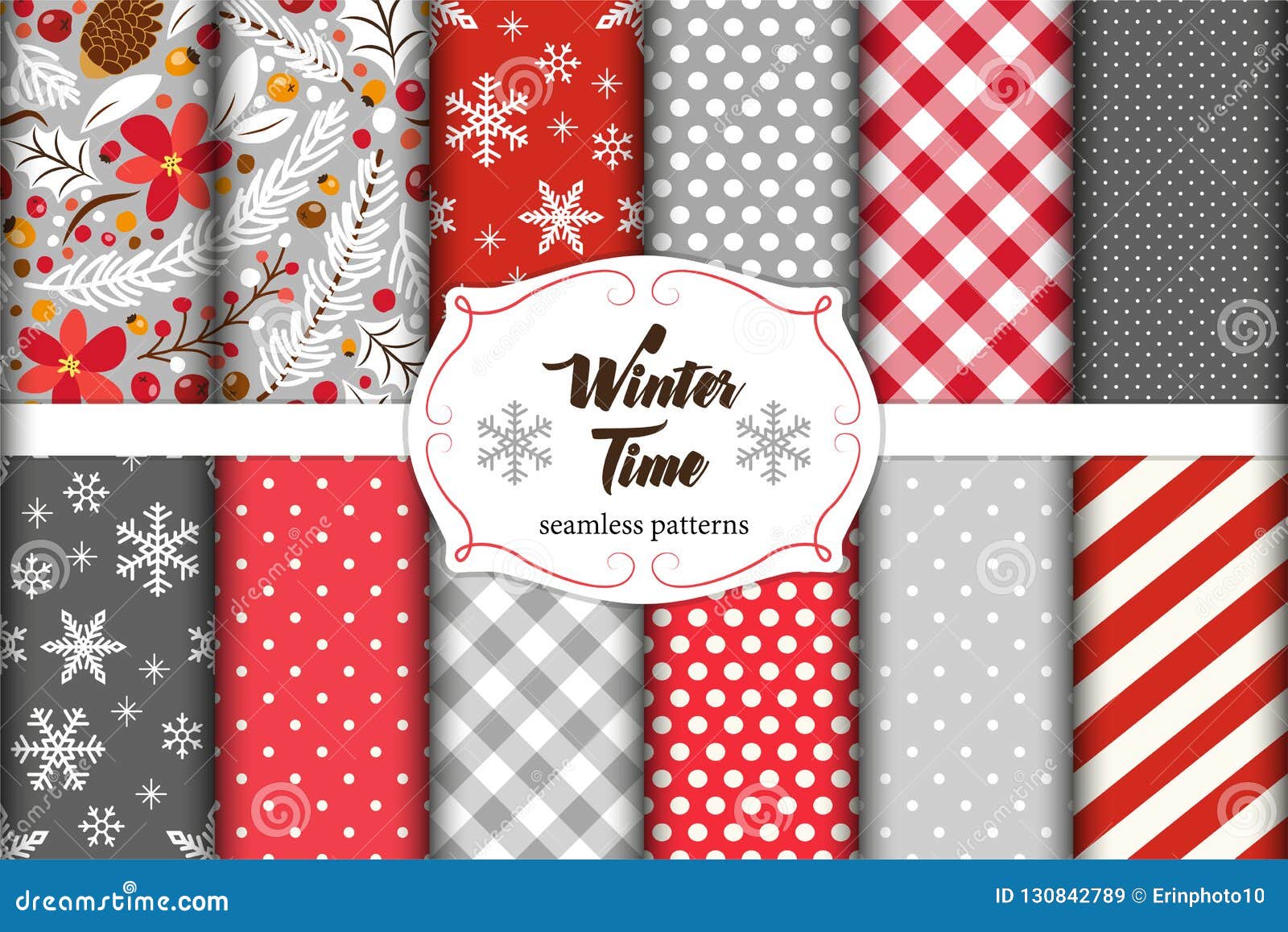 Cute Set of Winter Holidays Seamless Patterns Stock Vector ...