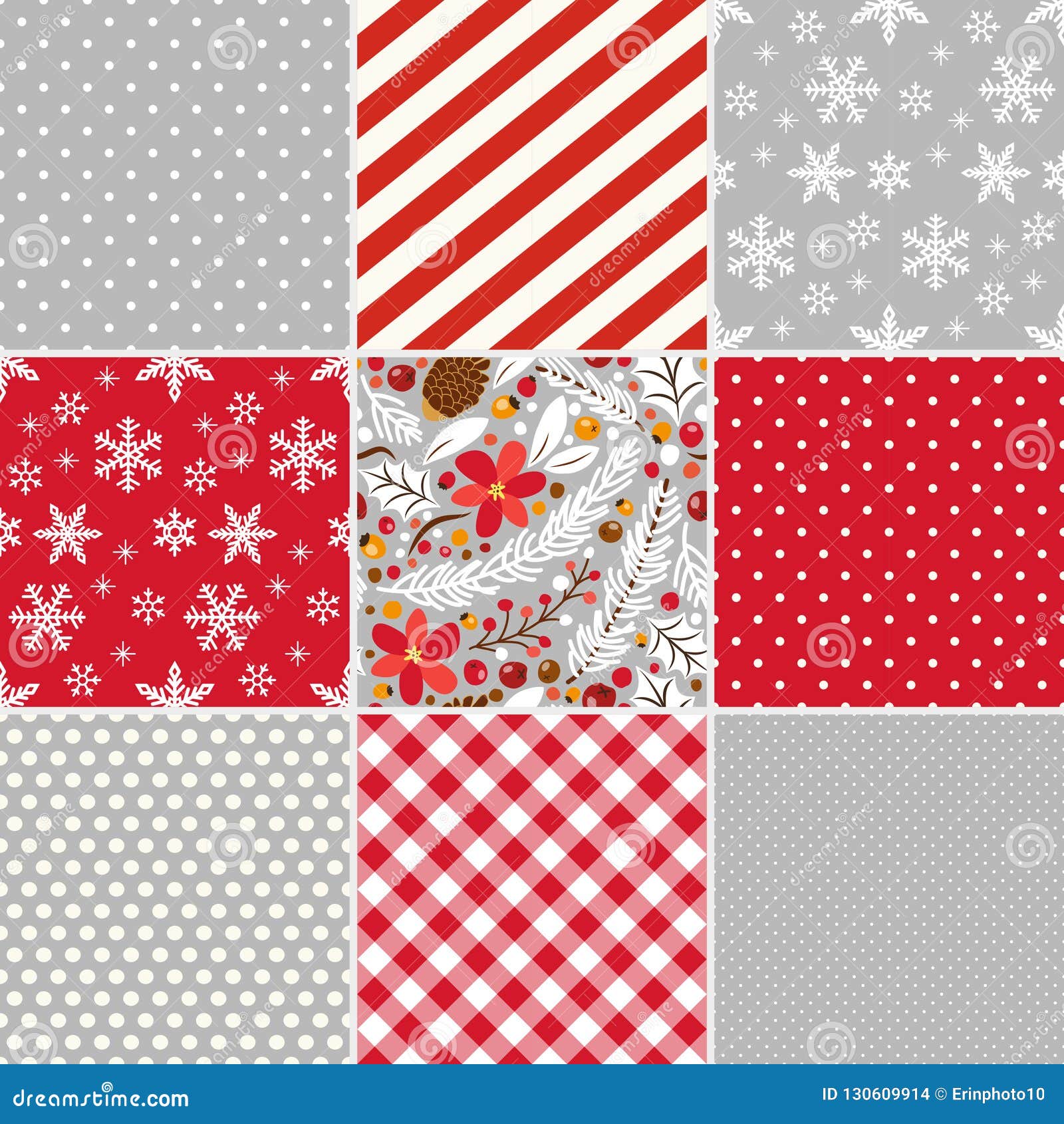 Cute Set of Winter Holidays Seamless Patterns Stock Vector ...