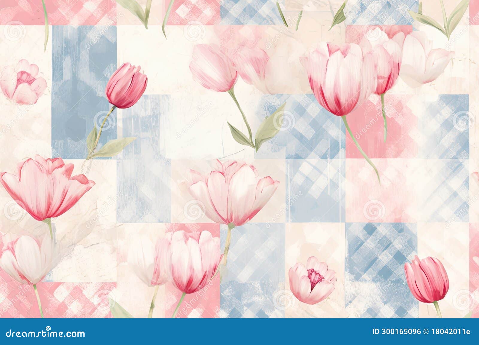 Cute Shabby Chic Patchwork Seamless, Tulip, Vintage Rustic Style ...