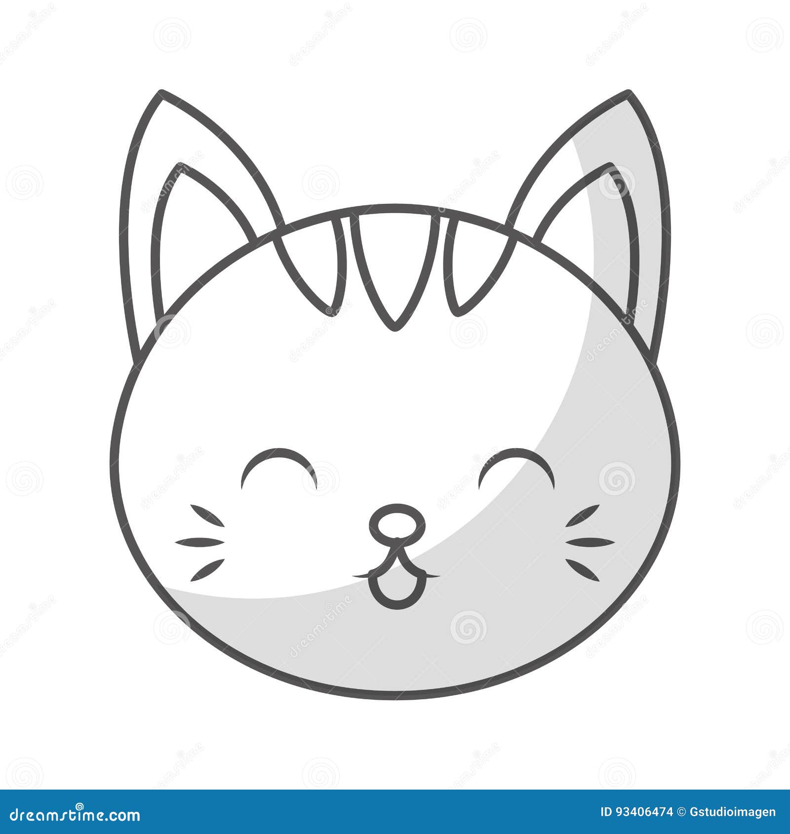 Cute Shadow Cat Face Cartoon Stock Vector - Illustration of graphic ...
