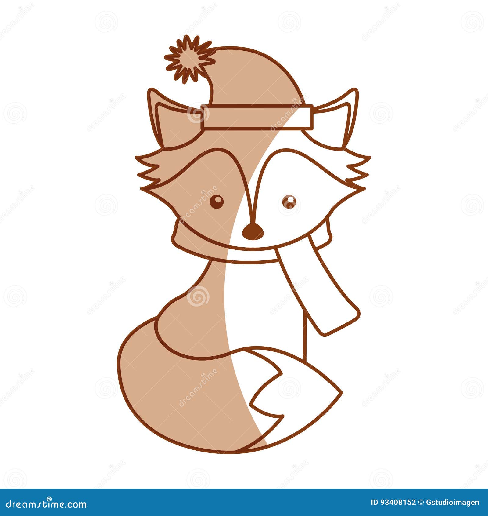 Cute Shadow Christmas Fox Cartoon Stock Vector - Illustration of animal ...