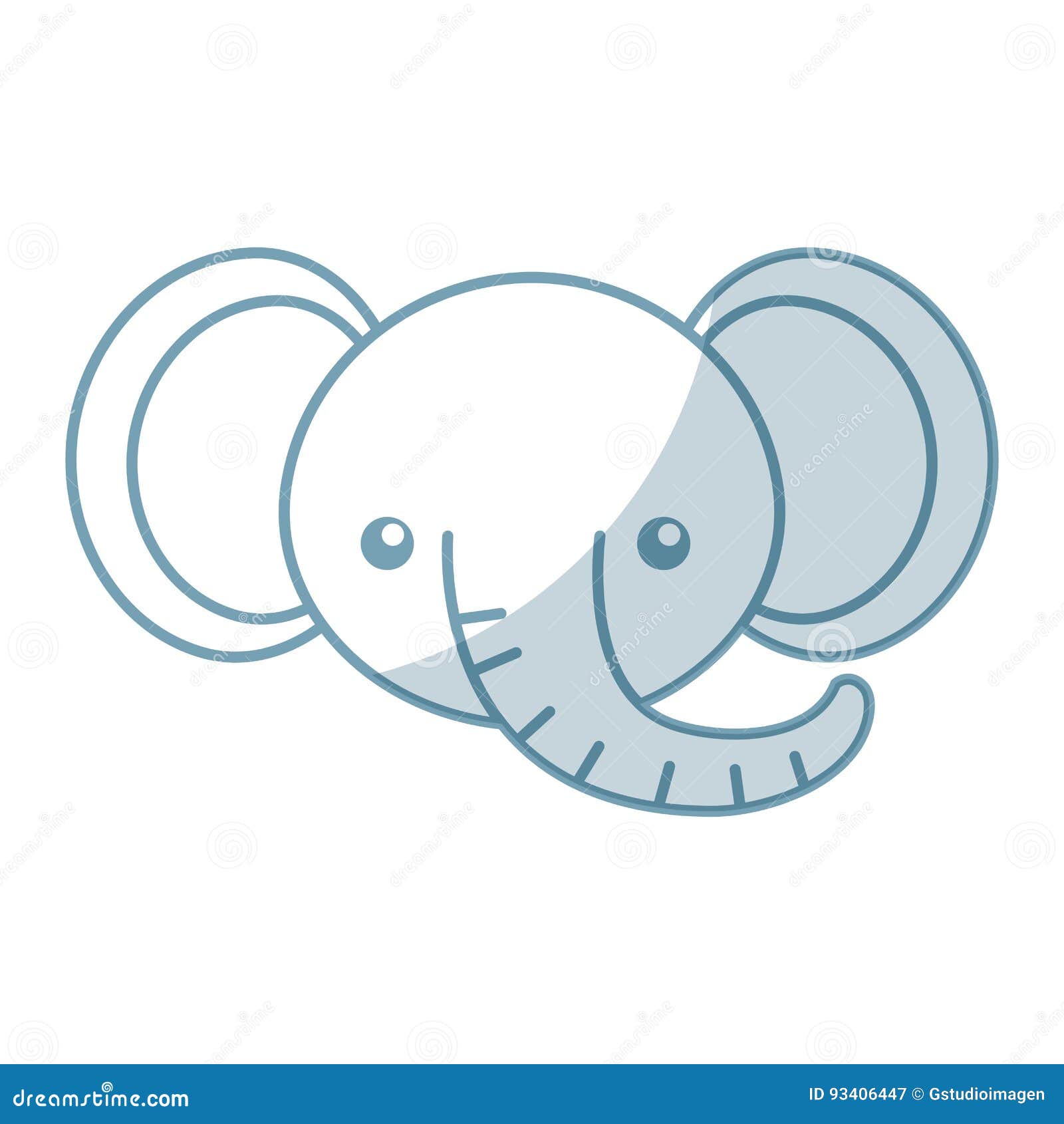 Cute Shadow Elephant Face Cartoon Stock Vector - Illustration of nature ...