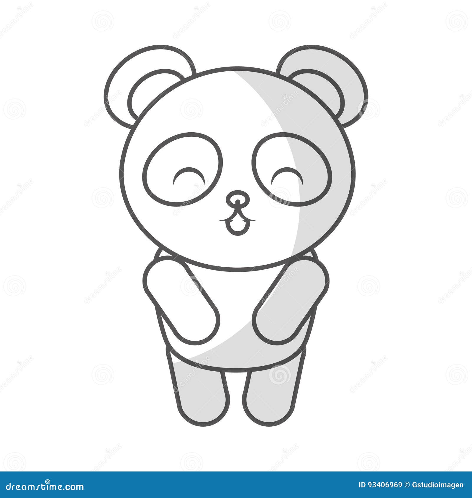 Cute shadow panda bear stock vector. Illustration of cartoon - 93406969