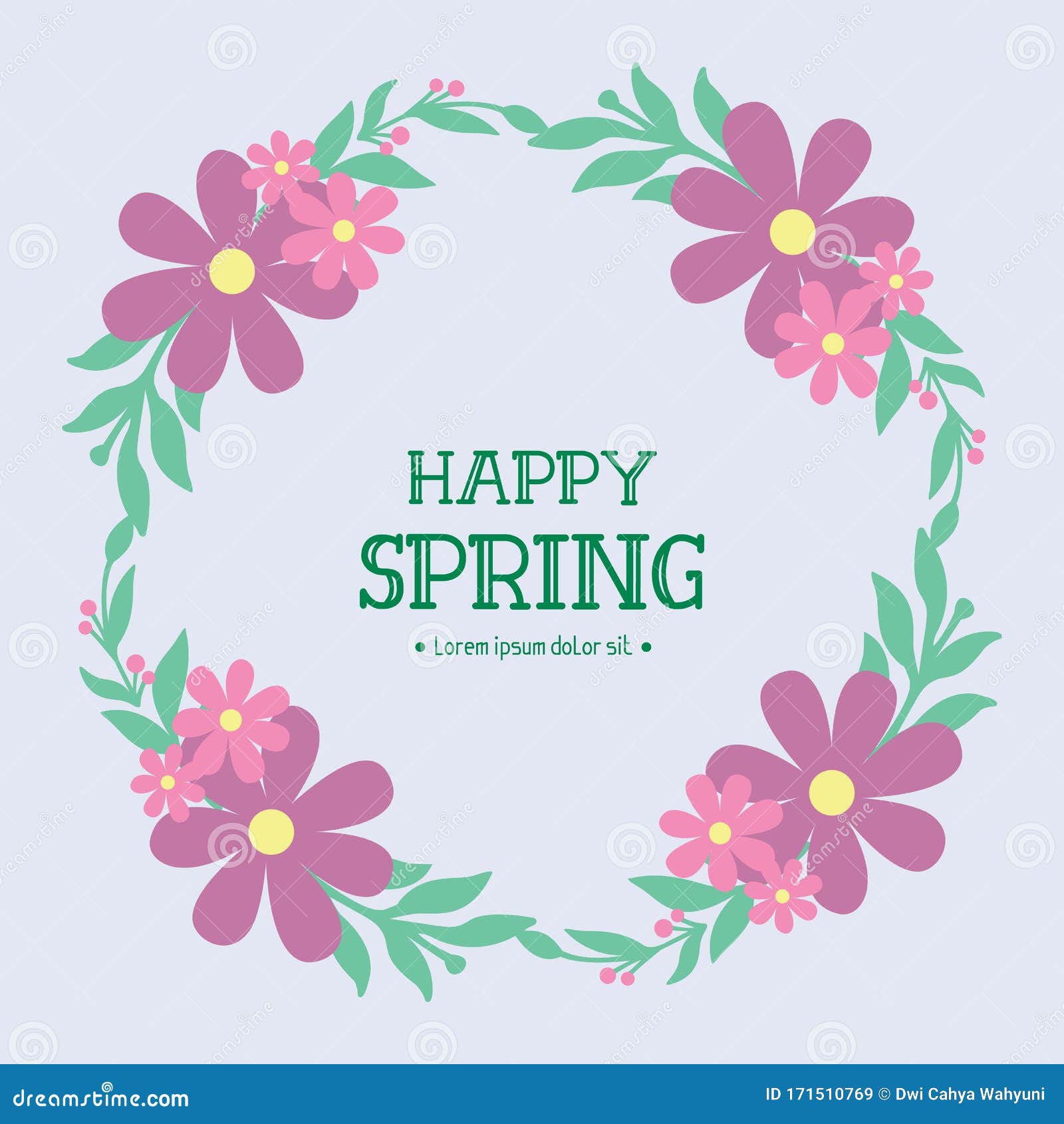 Cute Shape Pattern Leaf and Flower Frame, for Happy Spring Greeting ...