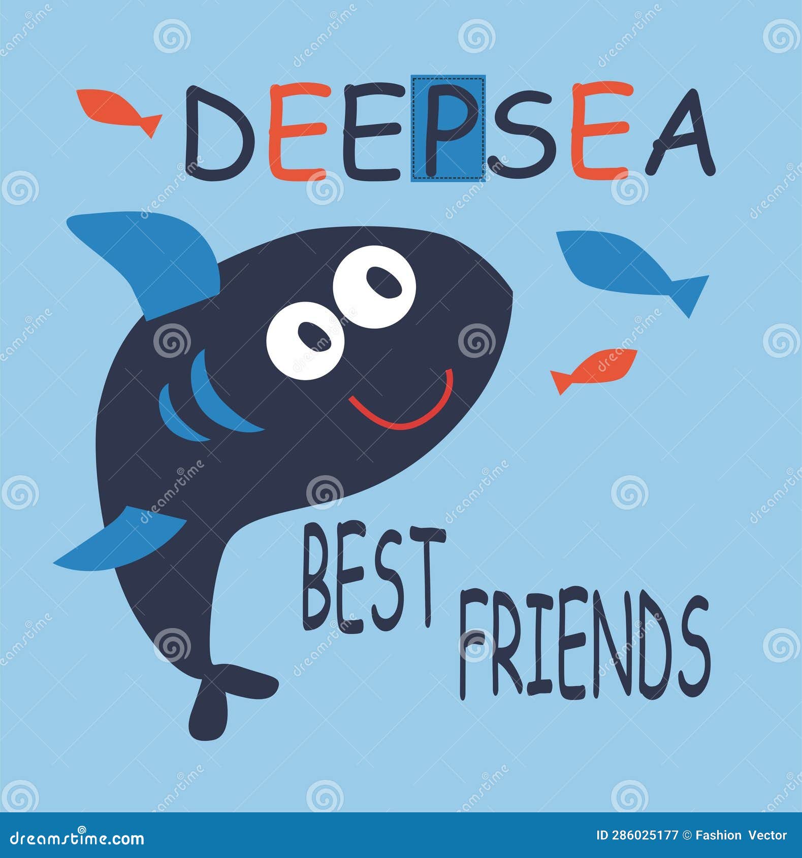 Cute Shark with Best Friends Print Vector Art Stock Vector ...