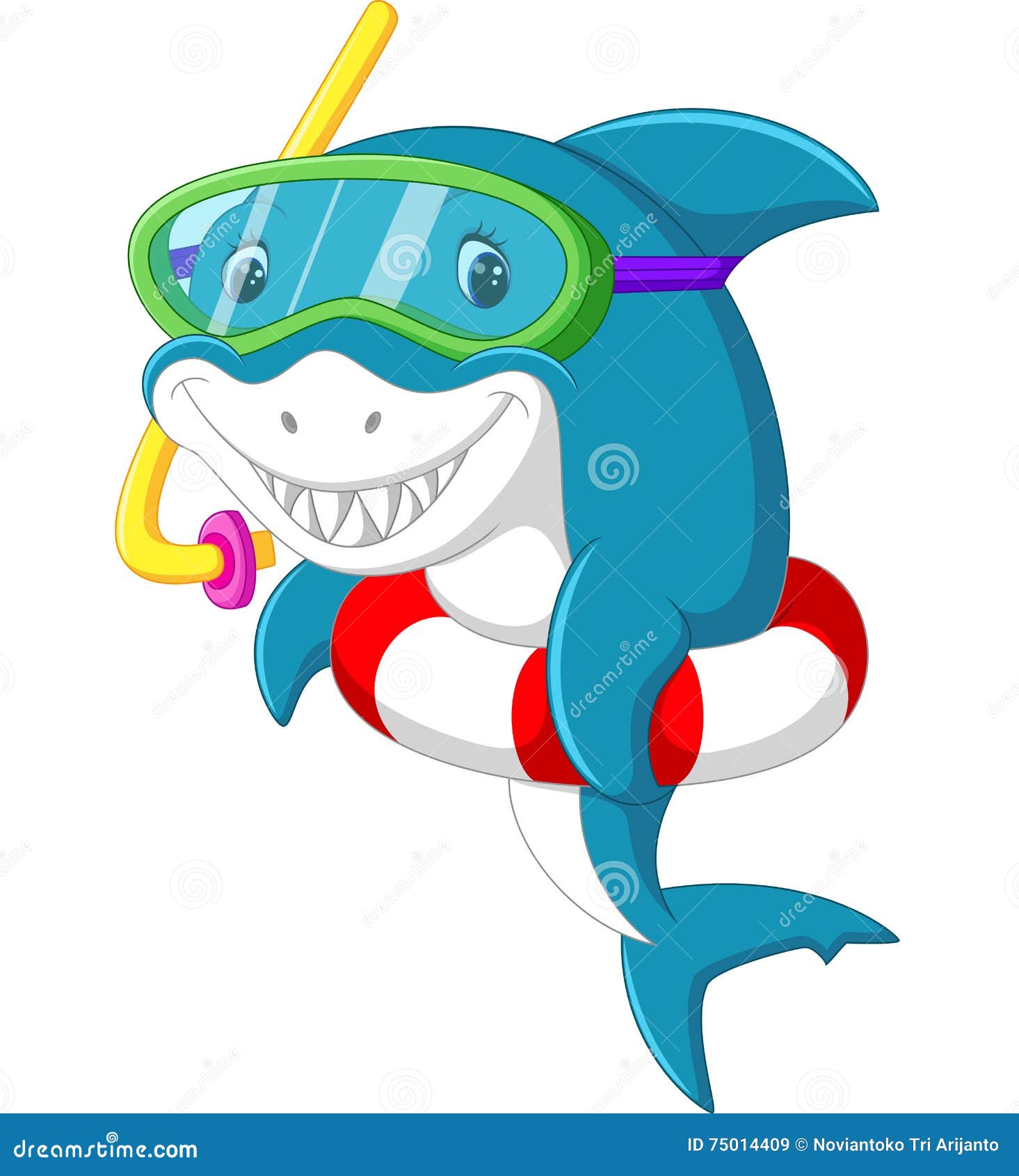 Cartoon Shark With Inflatable Ring Vector Illustration | CartoonDealer ...