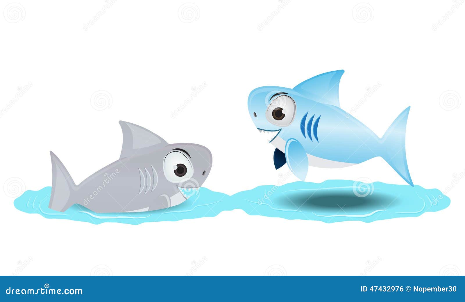 Cute shark with friend stock vector. Illustration of character - 47432976